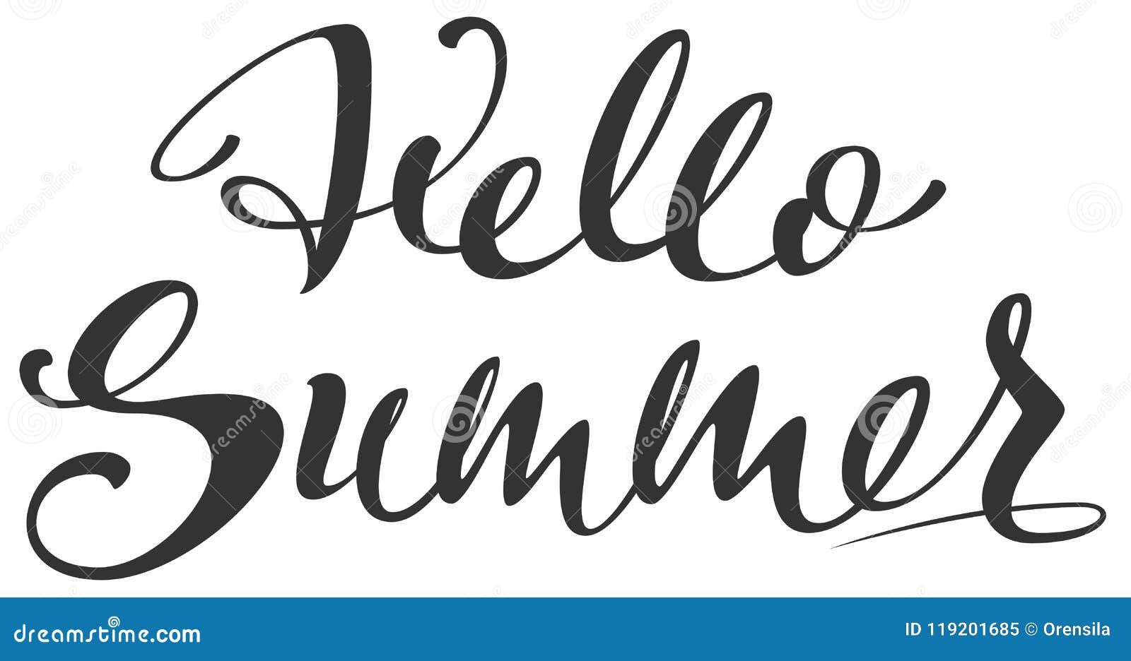 Hello Summer Handwritten Calligraphy Text Greeting Card Stock Vector ...