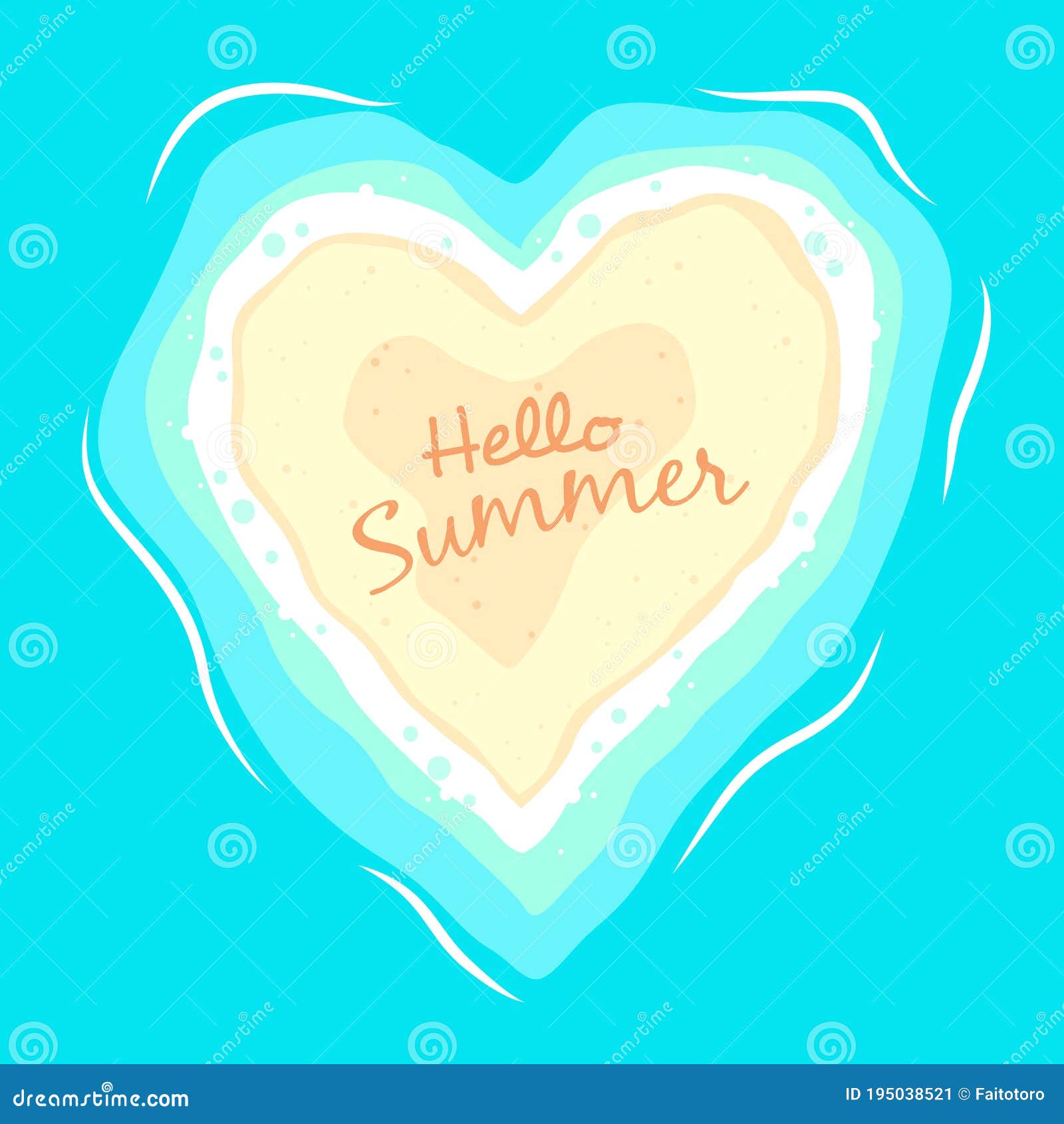 Hello Summer Heart Beach Vector Background Stock Vector - Illustration ...