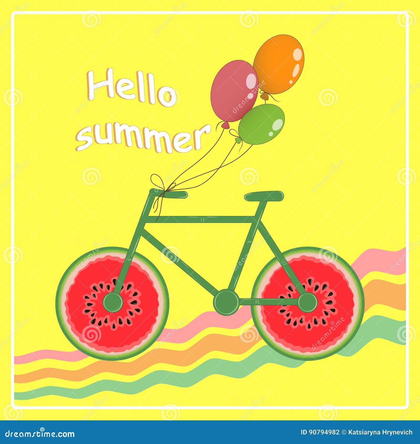 Hello Summer. Image of a Bicycle with Wheels in the Form of a ...