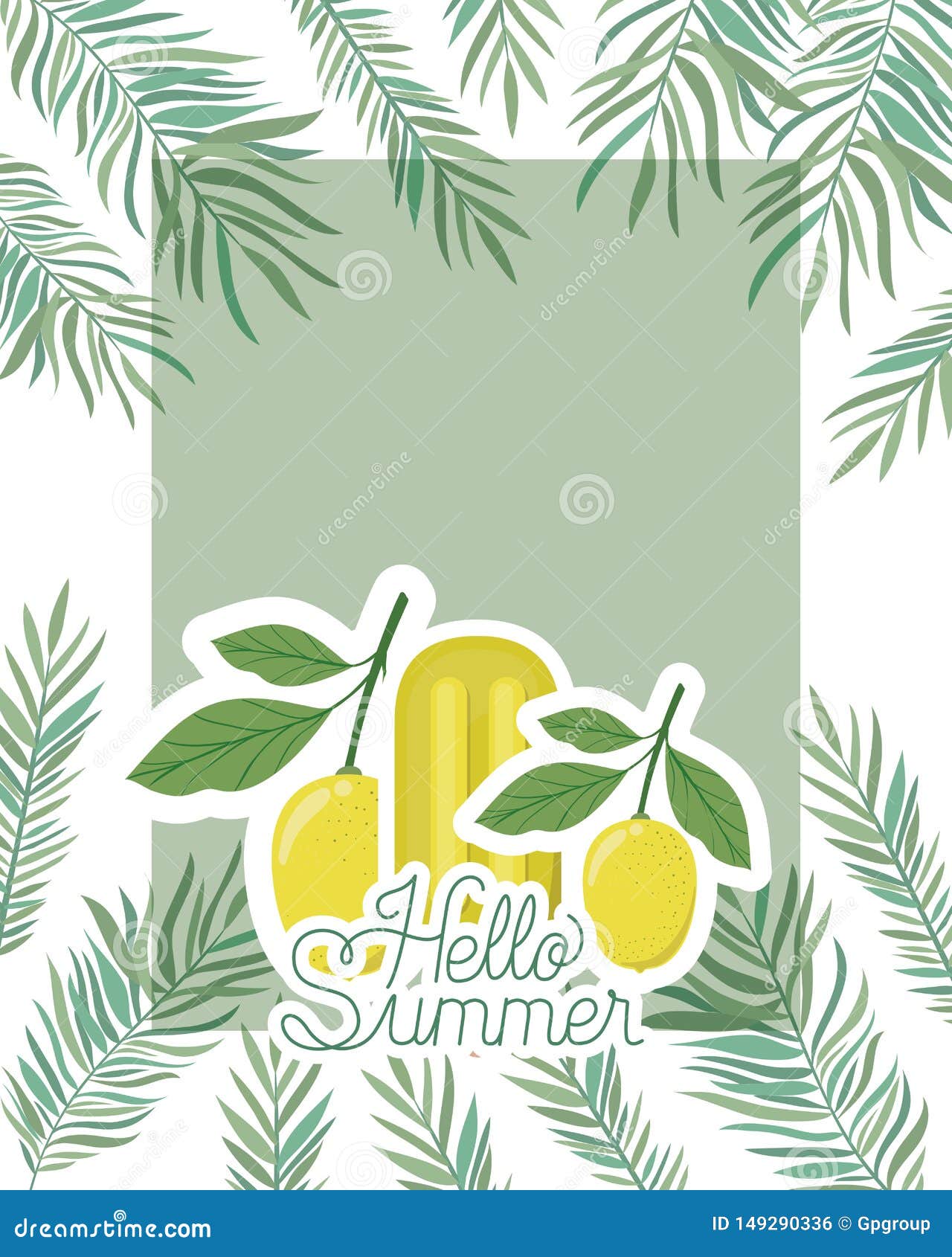 Hello Summer Label with Lemon Ice Cream Stock Vector - Illustration of ...