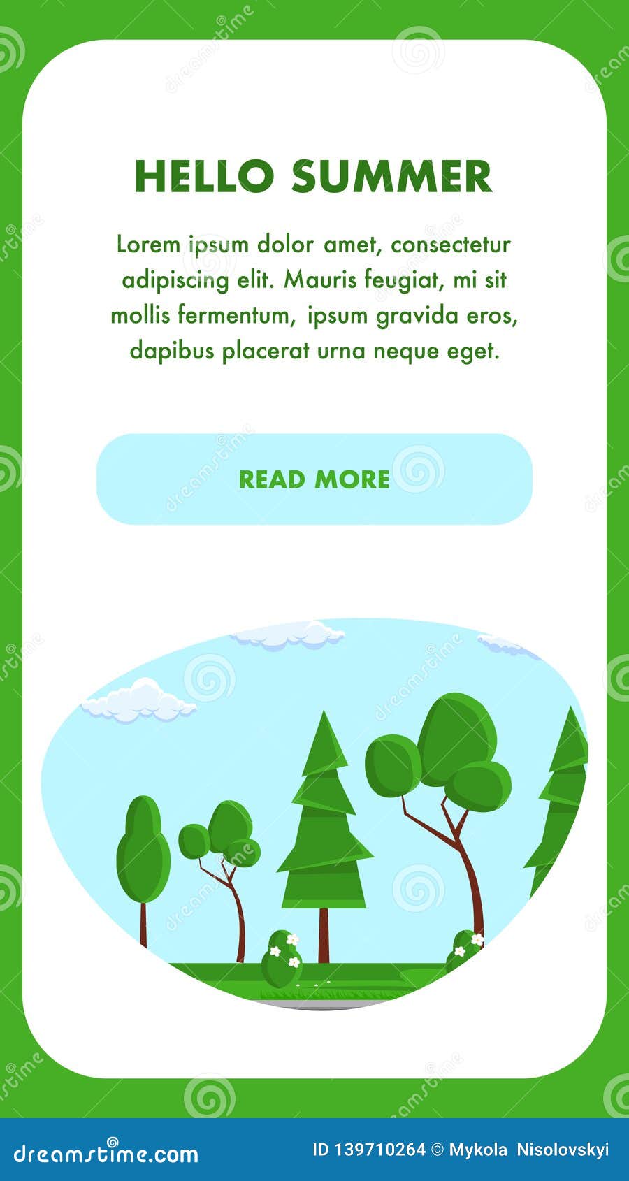 Hello Summer Landscape Website Vector Template Stock Vector ...