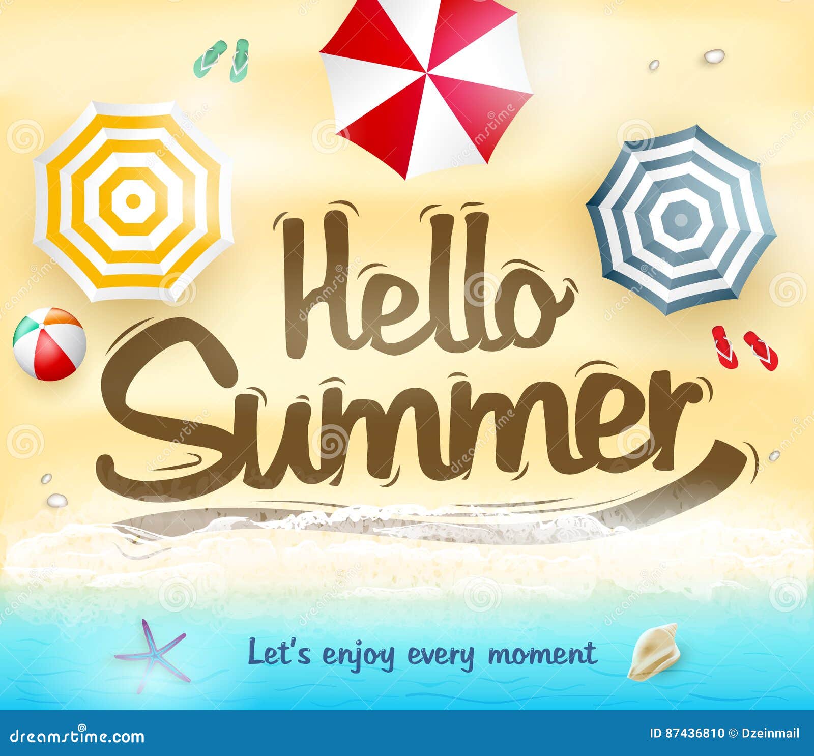 Hello Summer Le Us Enjoy Every Moment Stock Vector - Illustration of ...