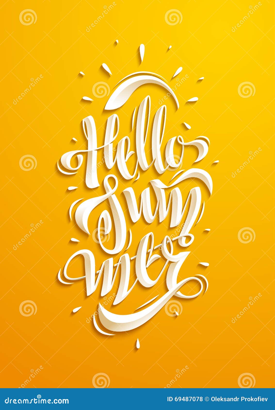 Hello summer lettering stock vector. Illustration of ocean - 69487078
