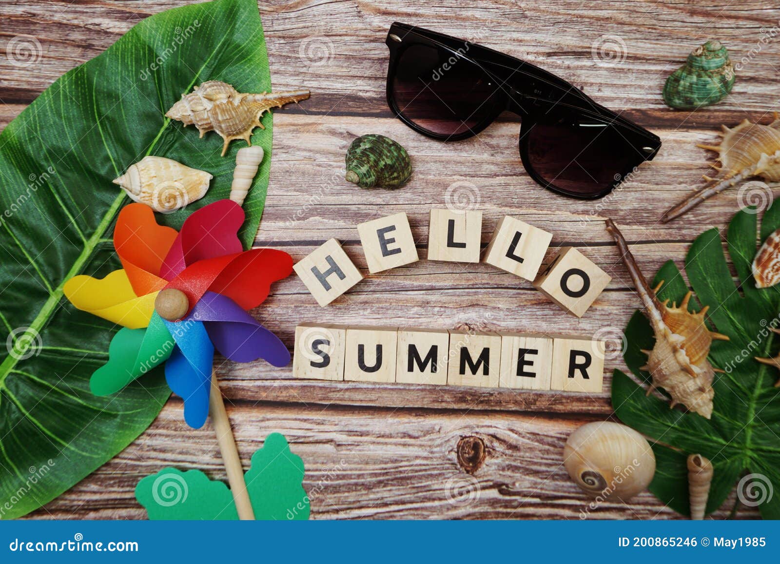 Hello Summer Message Alphabet Letter on Wooden Background Stock Photo ...