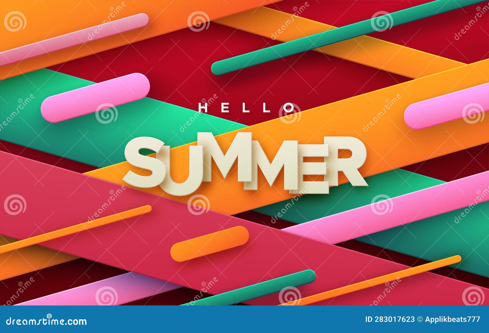 Hello Summer Paper Sign on Abstract Background with Multicolored ...
