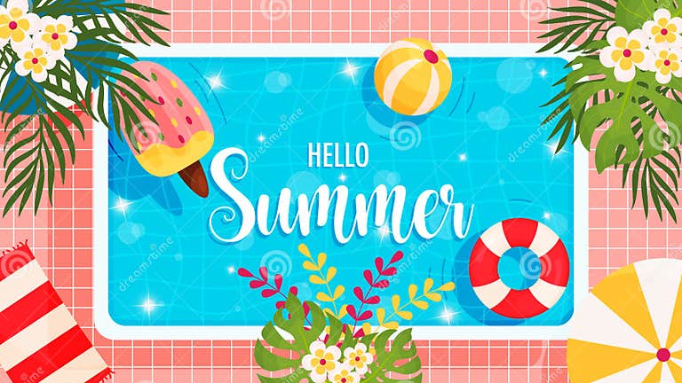 Hello Summer Pool Background. Vector Stock Vector - Illustration of ...