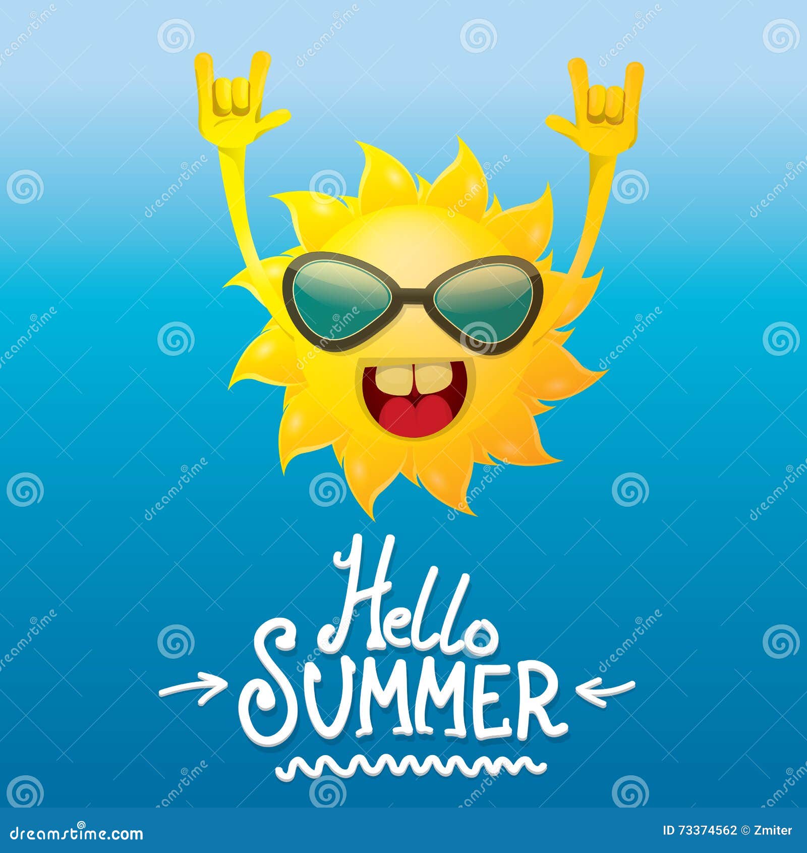 Hello Summer Rock N Roll Poster. Summer Party Stock Vector ...