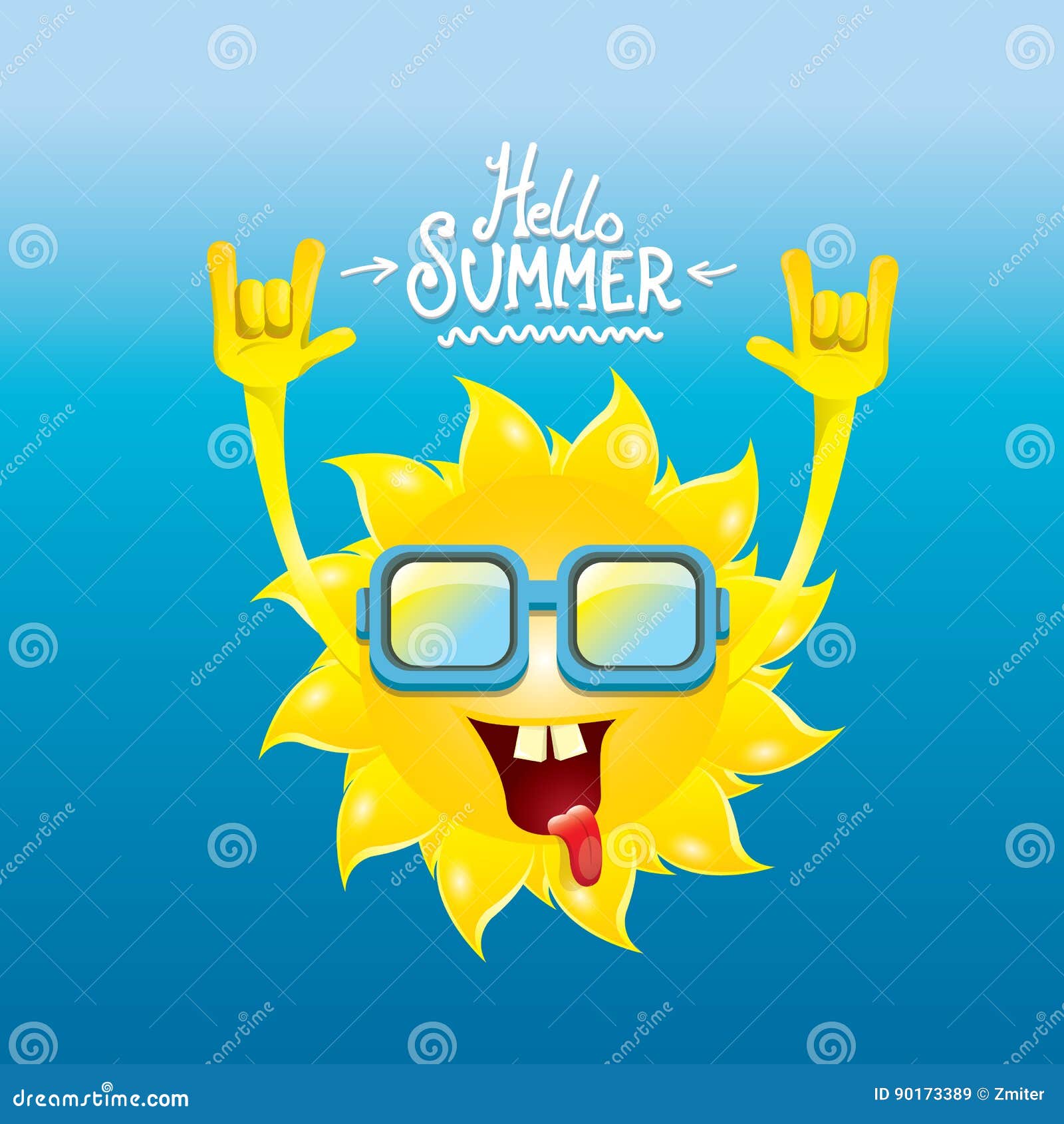 Hello Summer Rock N Roll Poster. Summer Party Stock Vector ...