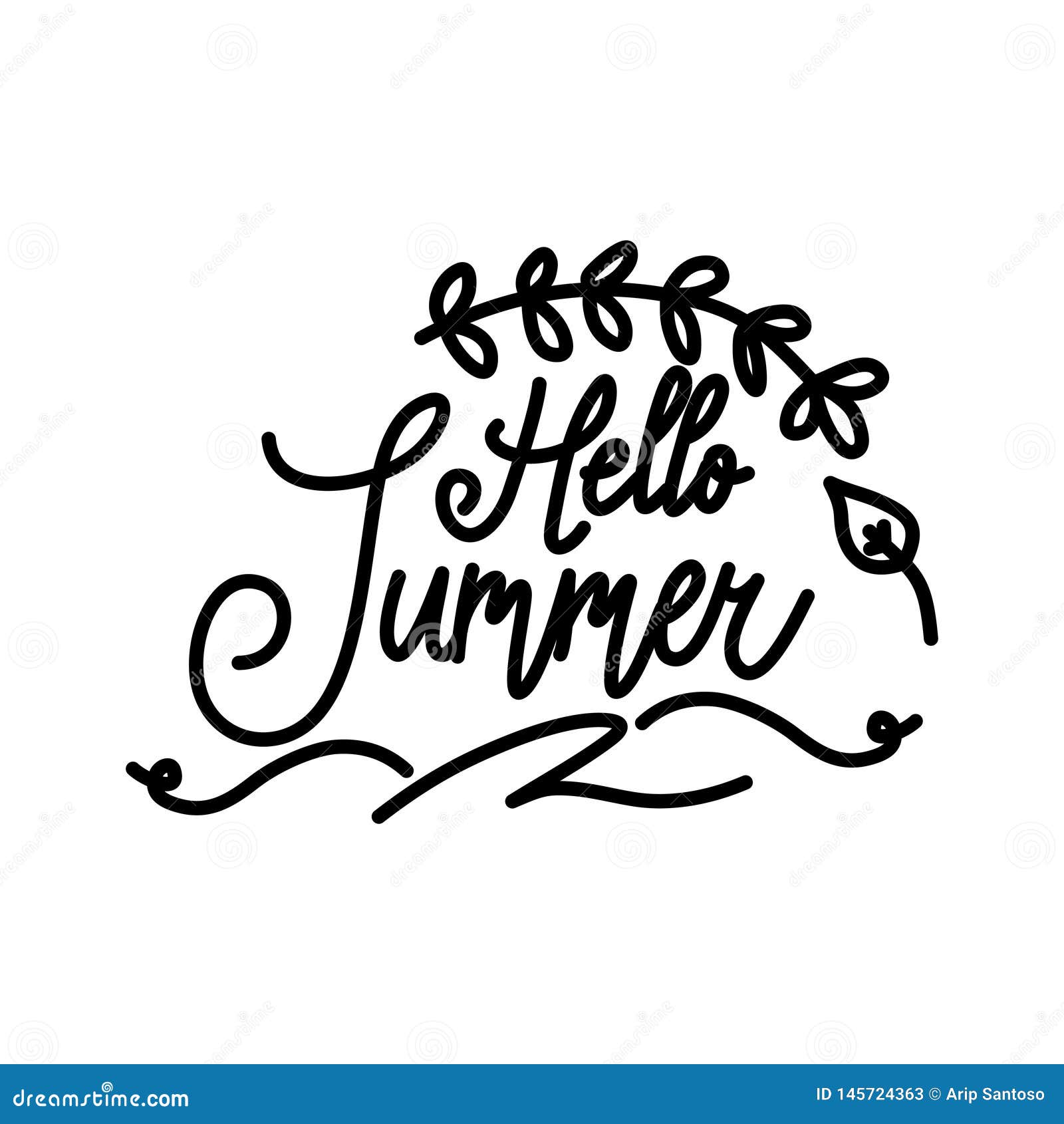 Hello Summer Script Text Design Template Vector Stock Vector ...