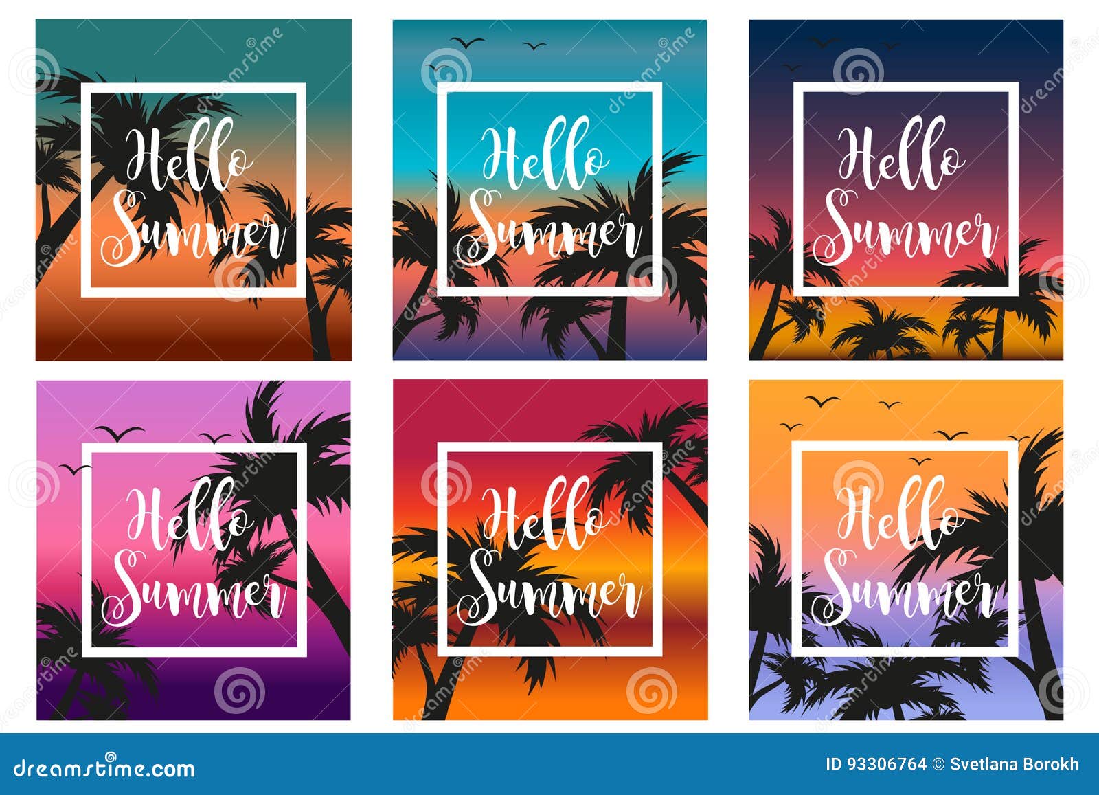 Hello Summer Set the Template for the Poster in a White Frame on a ...