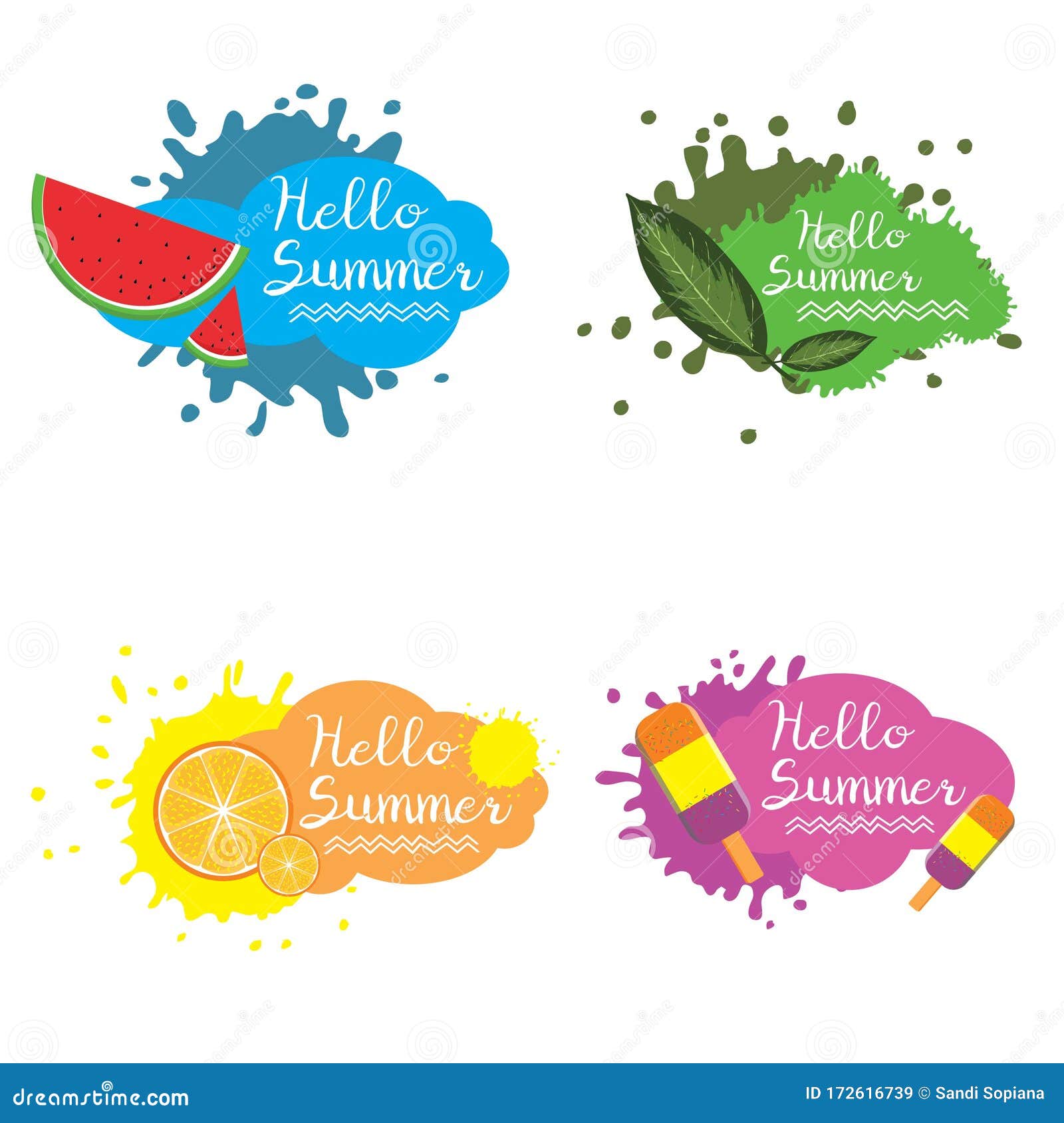 Hello Summer Splash Vector Illustration Stock Vector - Illustration of ...