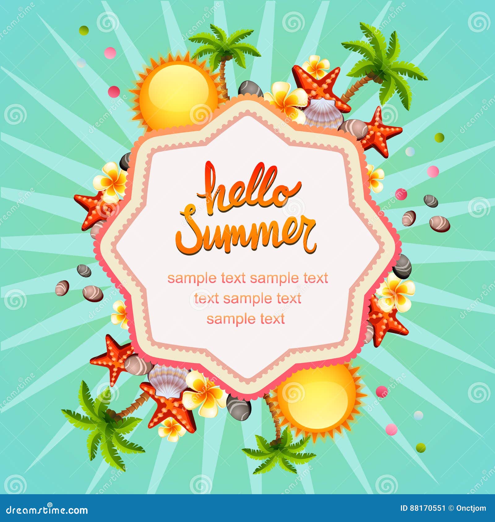 Hello summer sun stock vector. Illustration of summertime - 88170551