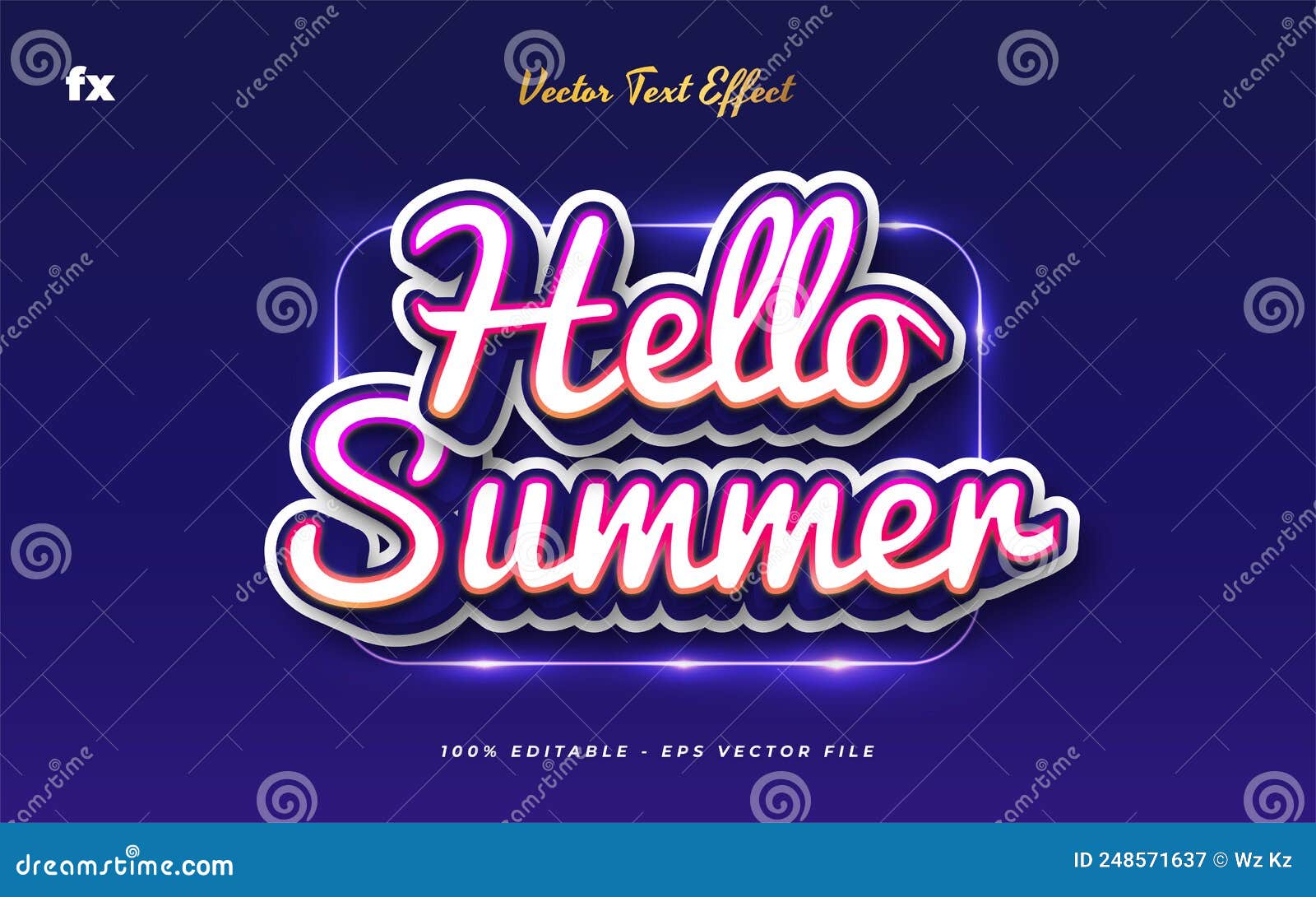 Hello Summer Text in Colorful Cartoon Style. Editable Text Style Effect ...