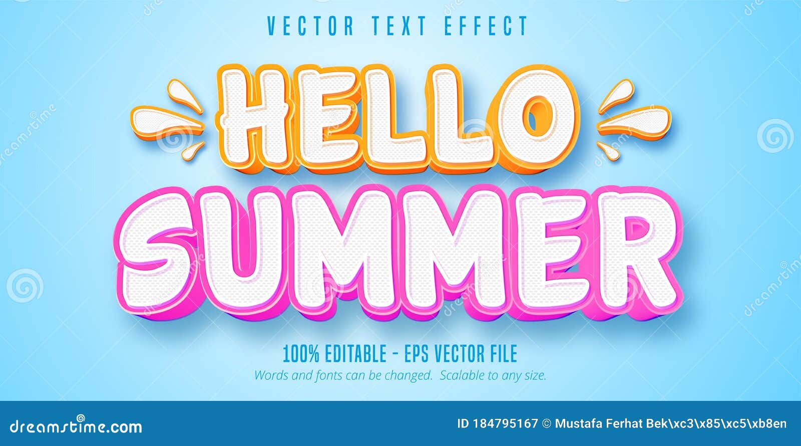 Hello Summer Text, Comic Style Editable Text Effect Stock Vector ...