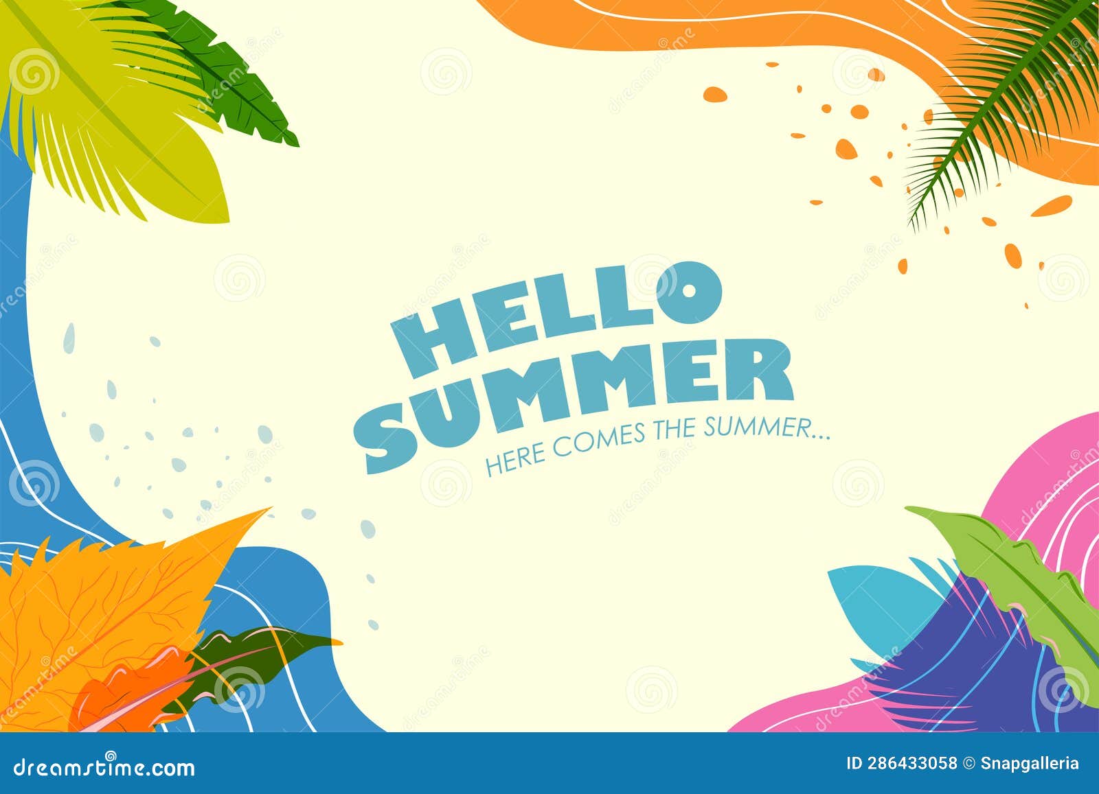 Hello Summer Tropical Backround for Summer Holiday Vacation Stock ...