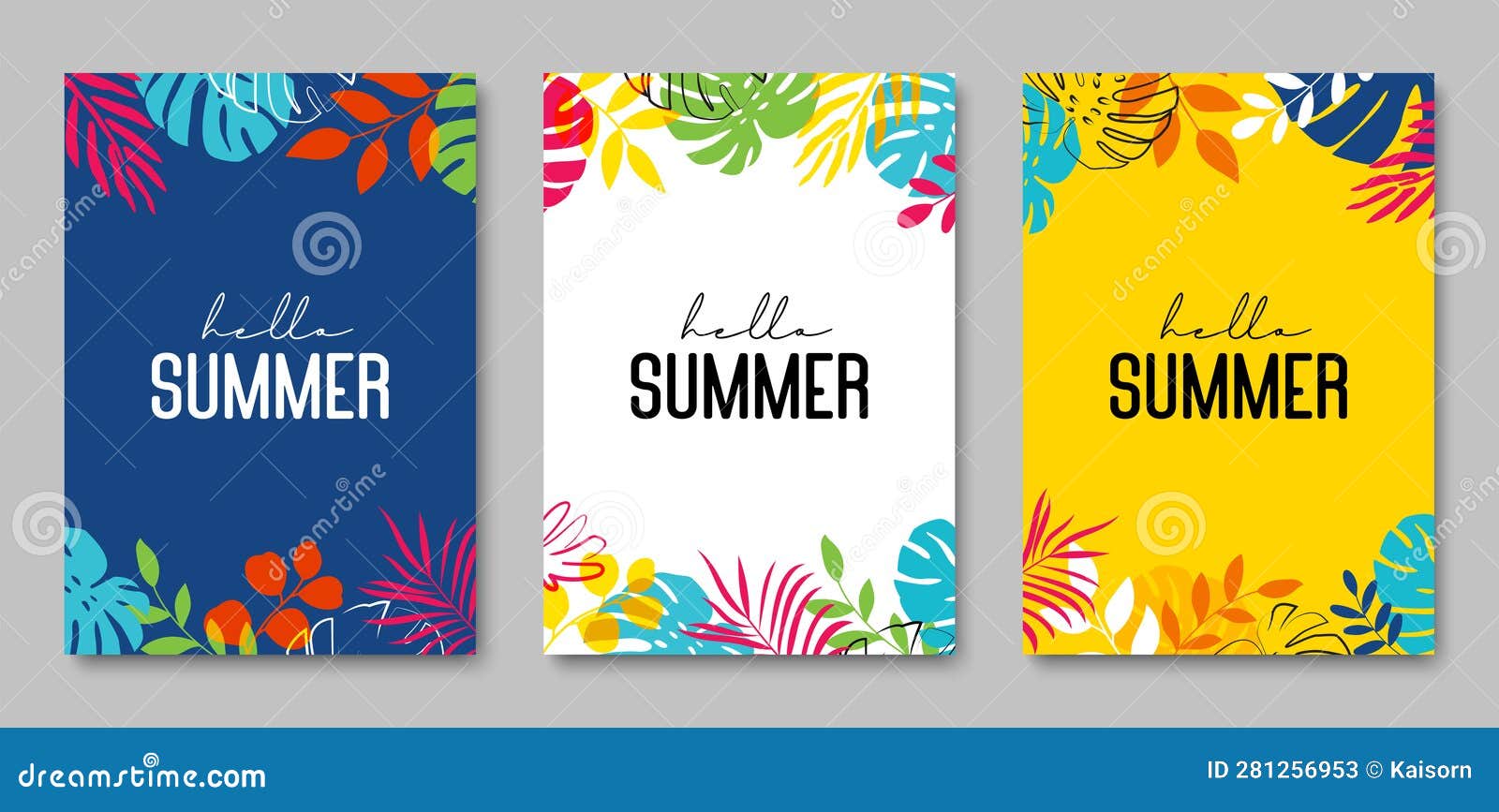 Hello Summer Tropical with Plants and Leaf Decoration on Background ...