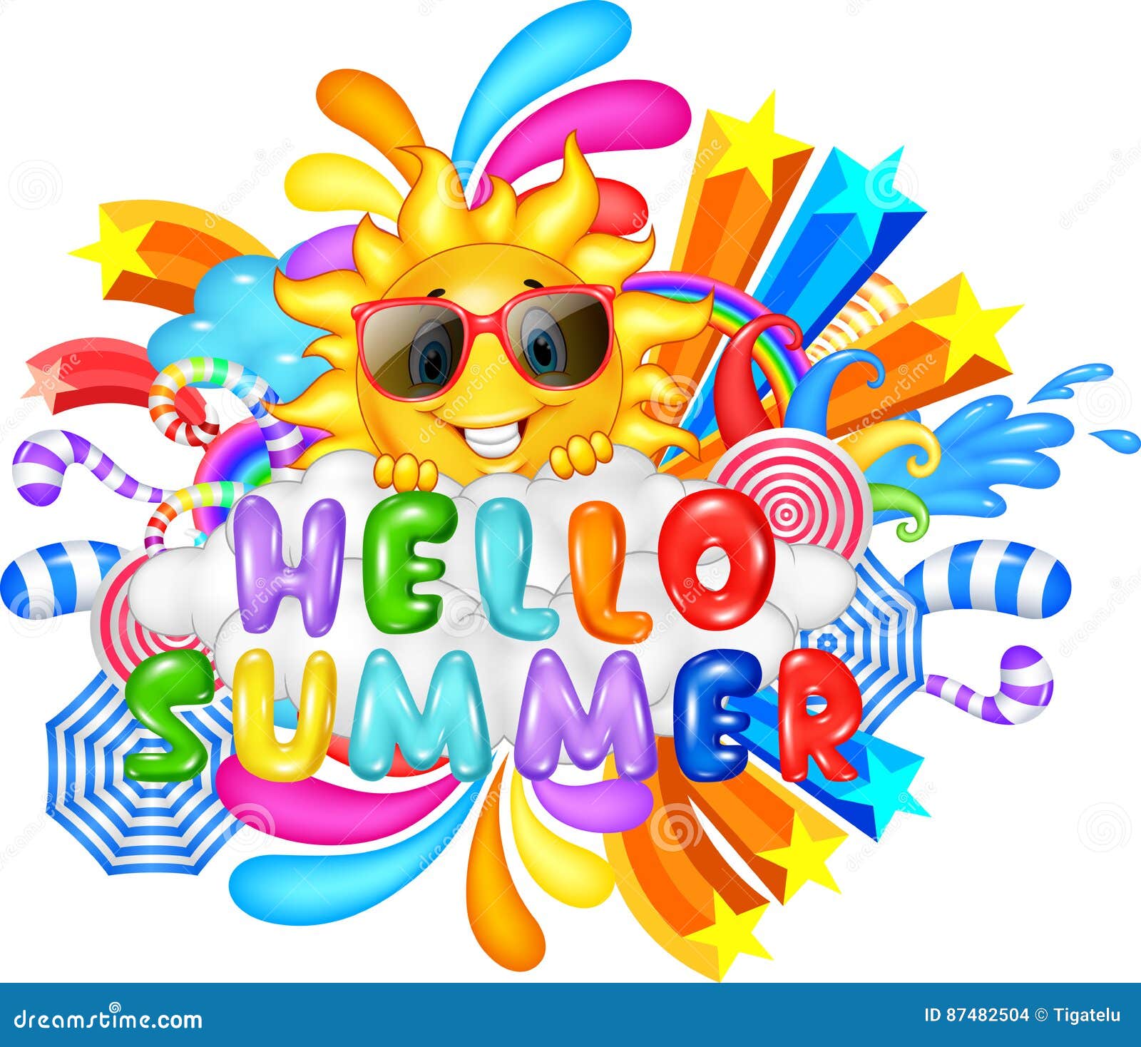 Hello Summer Vacation Message Stock Vector - Illustration of paradise ...