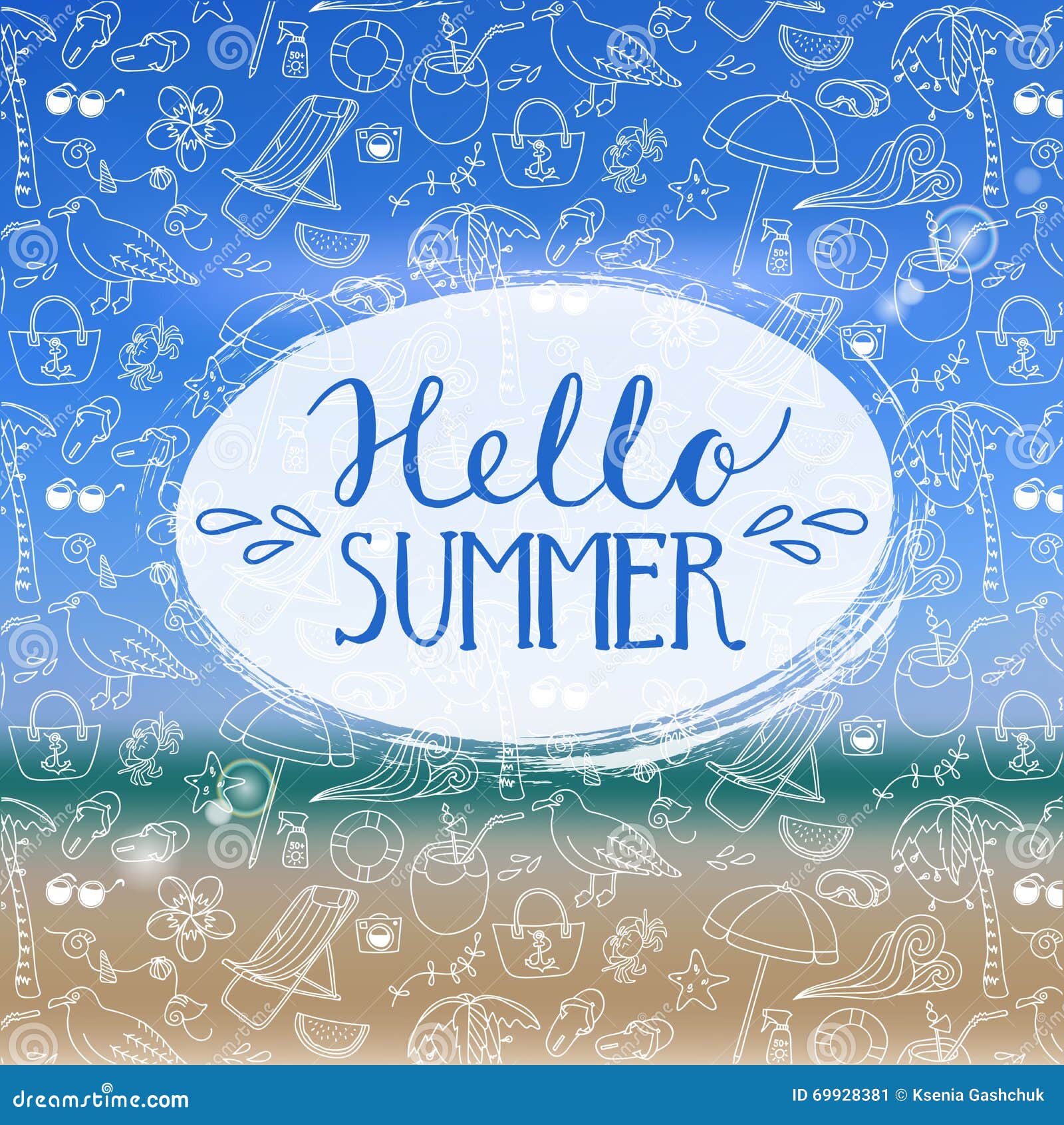 Hello summer. stock vector. Illustration of decorative - 69928381