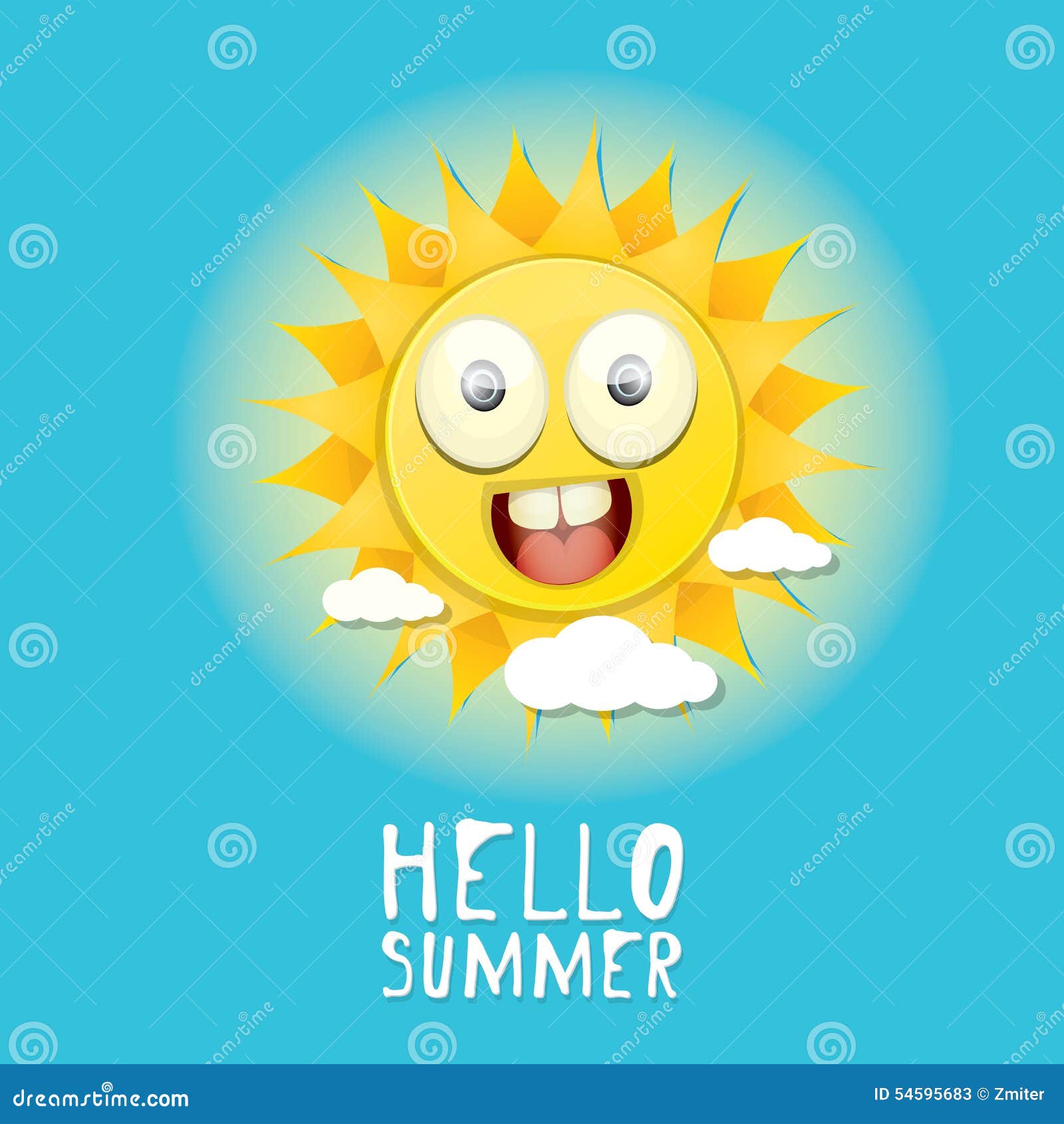 Hello Summer. Vector Summer Smiling Sun Stock Vector - Illustration of ...