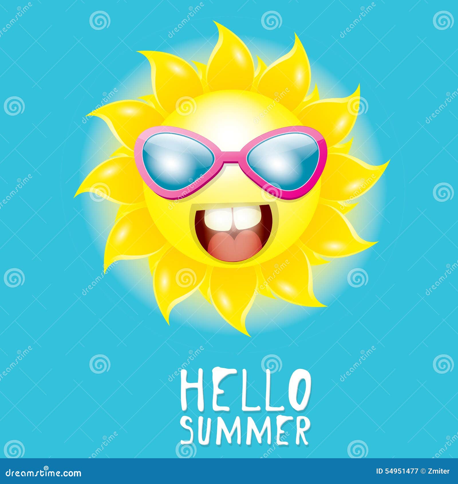 Hello Summer. Vector Summer Smiling Sun Stock Illustration ...