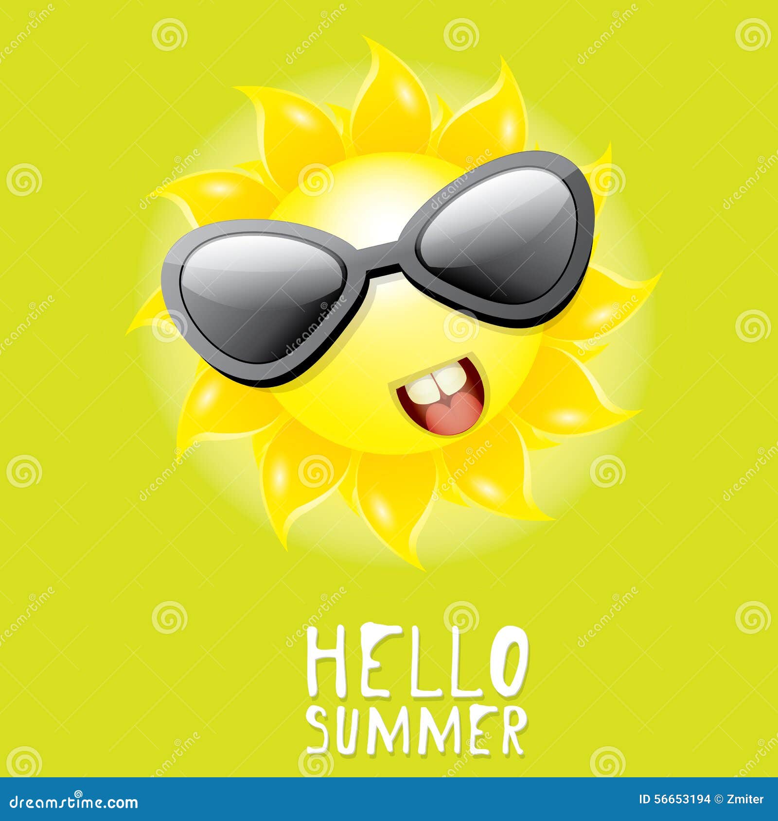 Hello Summer. Vector Summer Smiling Sun Stock Vector - Illustration of ...