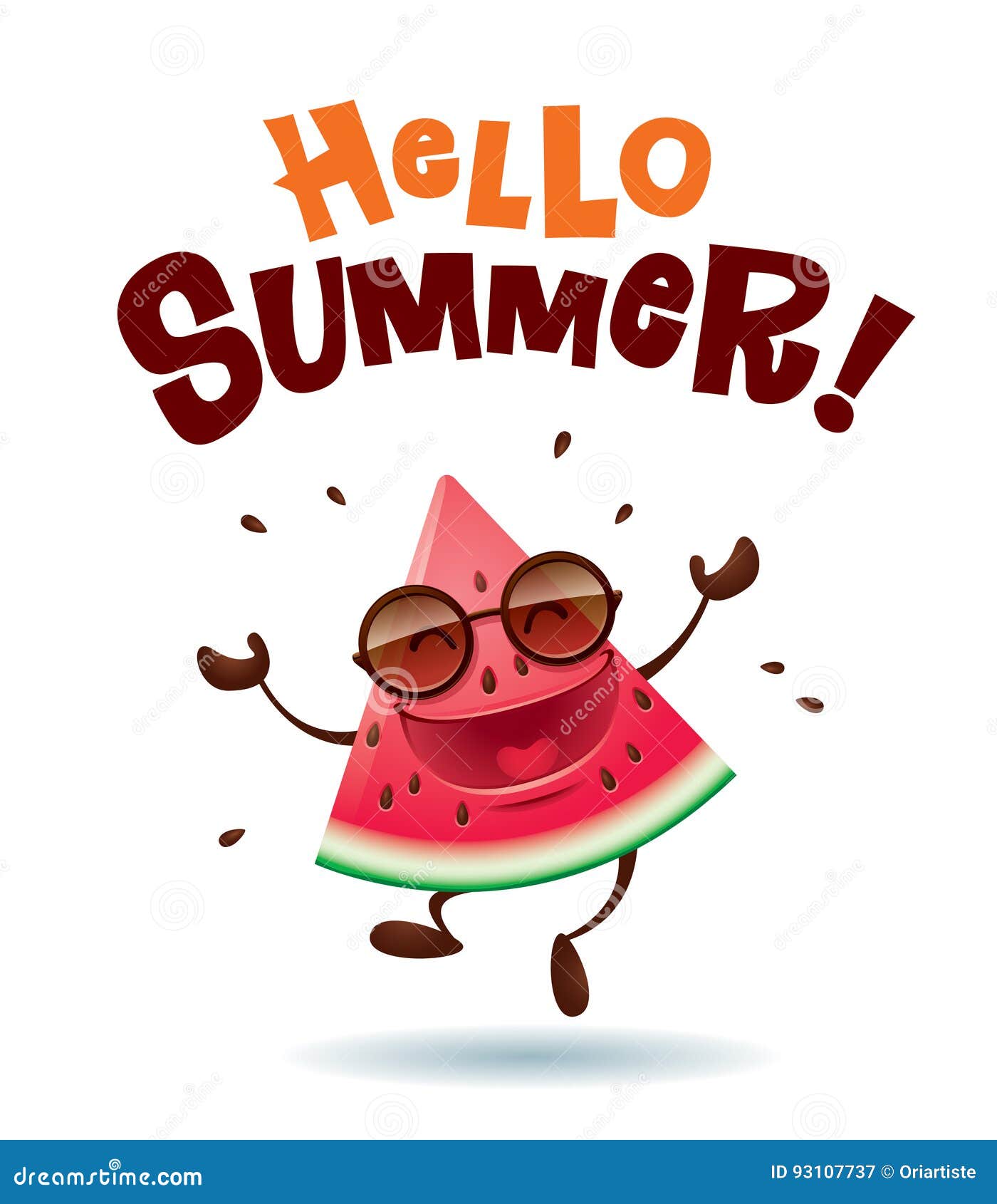 Watermelon Character With Smiling Face. Vector Cartoon Illustration ...