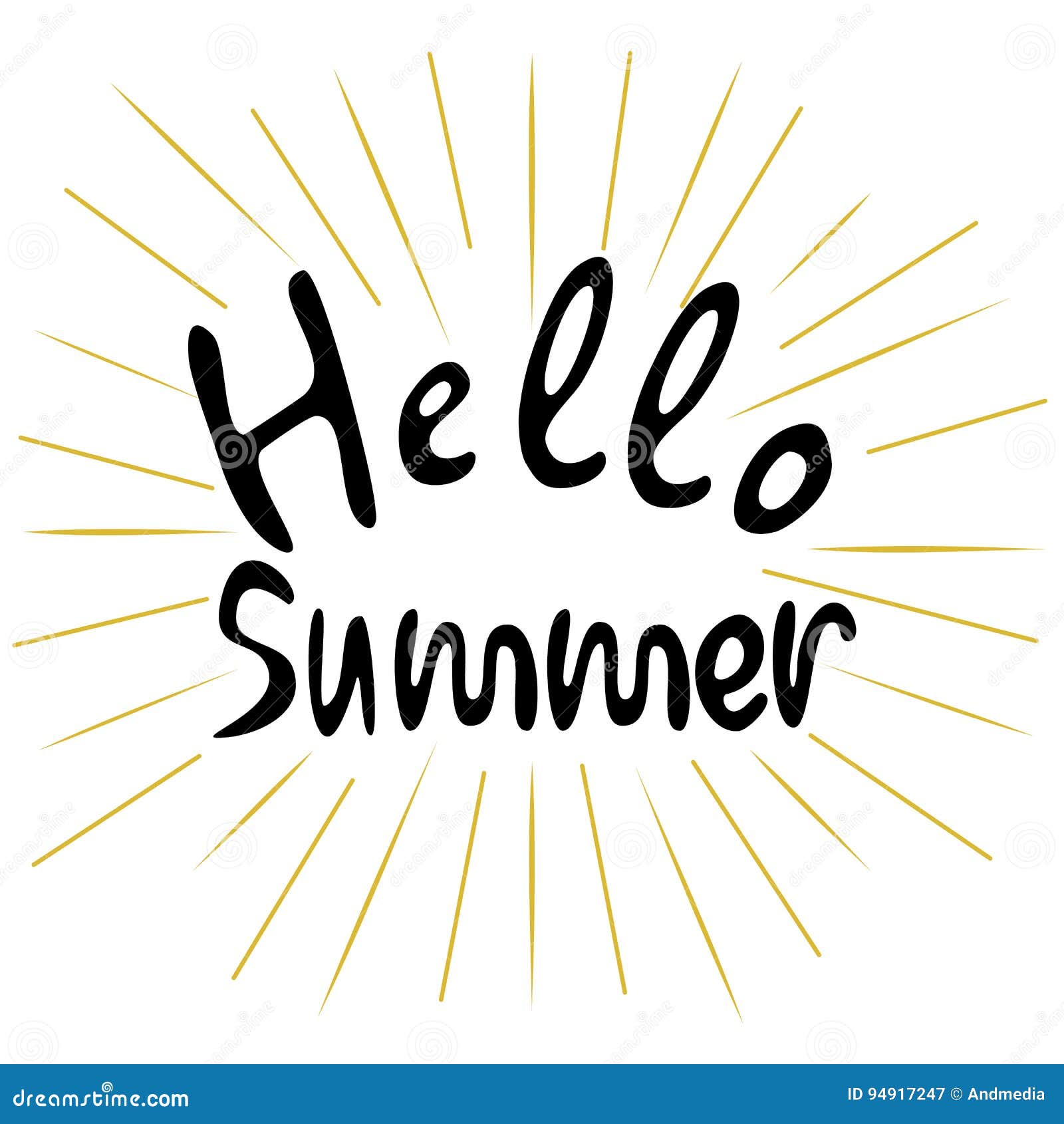 Hello Summer on a White Background. Stock Vector - Illustration of card ...