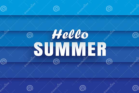Hello Summer White Text on Abstract Blue Wave Background. Stock Vector ...