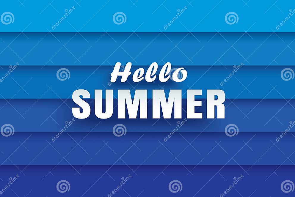 Hello Summer White Text on Abstract Blue Wave Background. Stock Vector ...