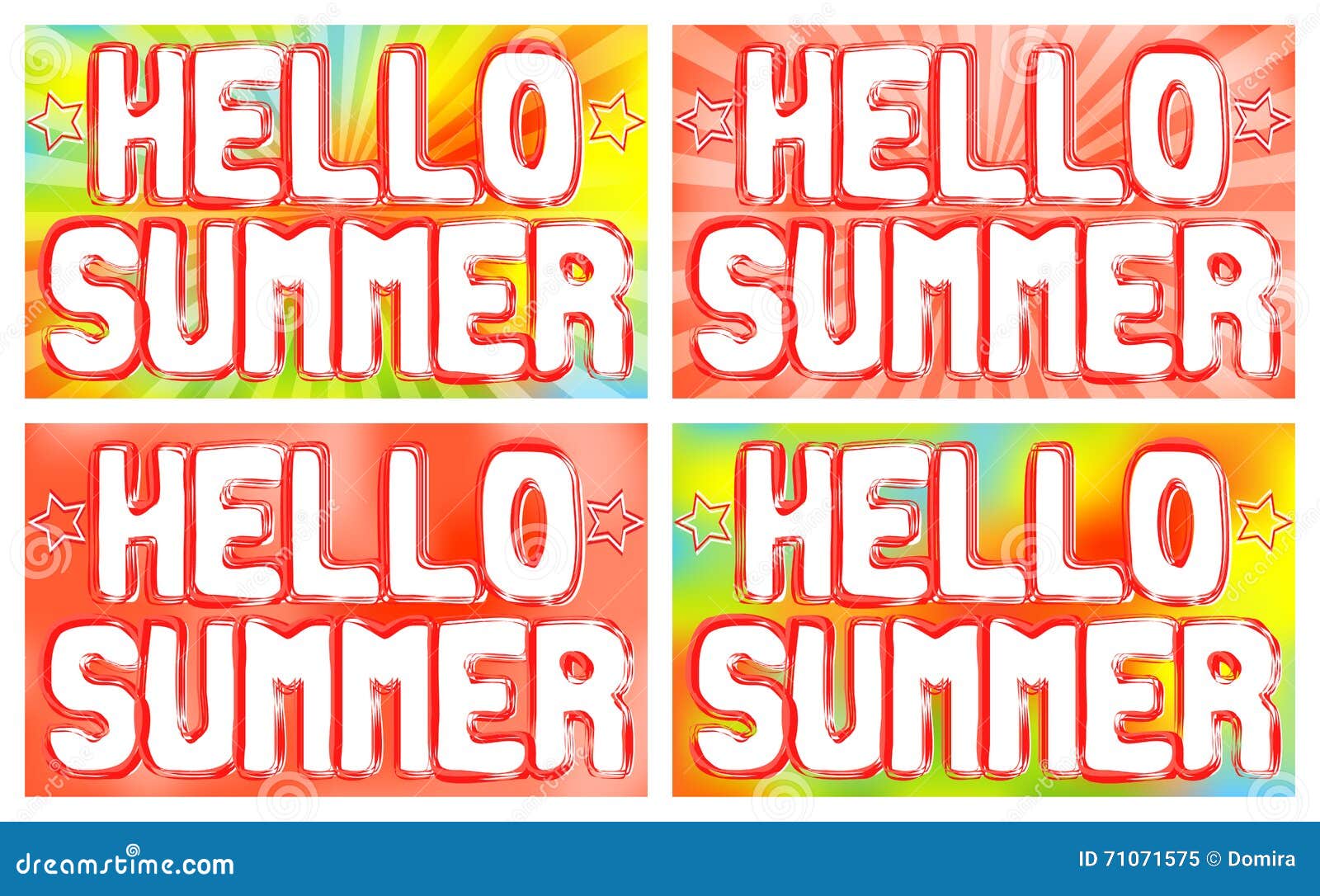 Hello Summer Words on the Poster. Bright Background with Radiating Rays ...