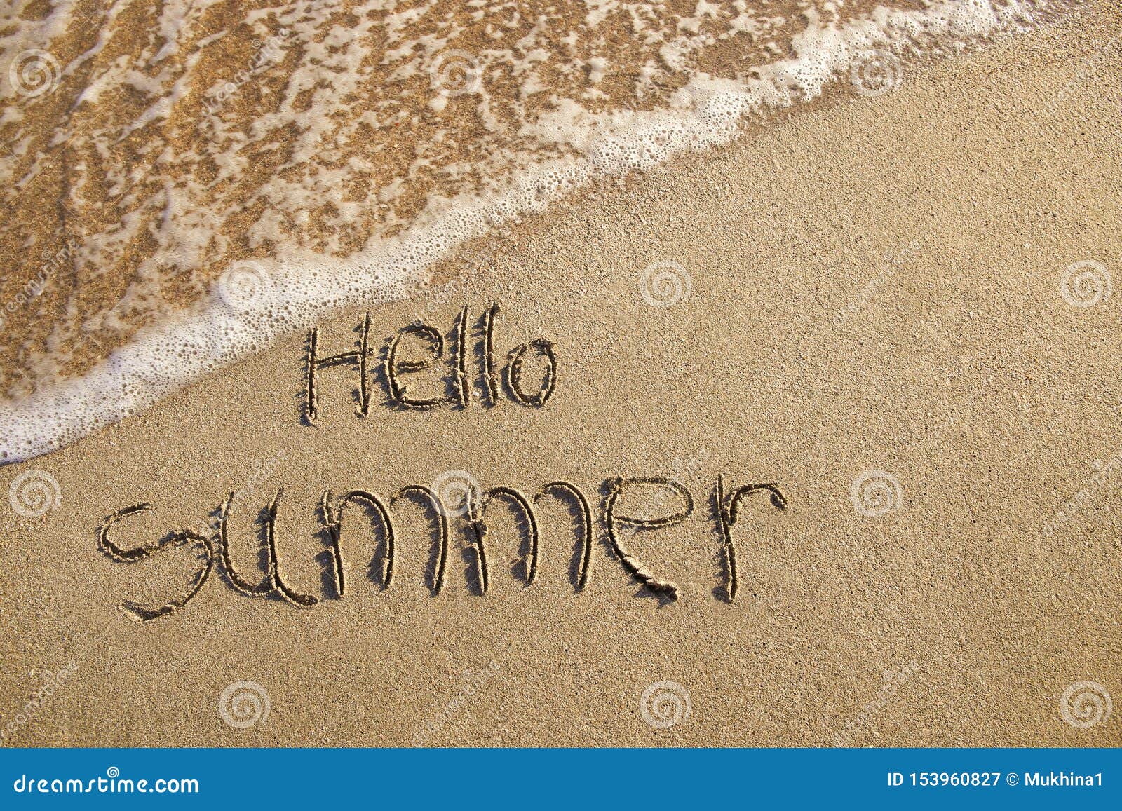 Hello Summer Written on Beach. Stock Image - Image of seaside, shore ...