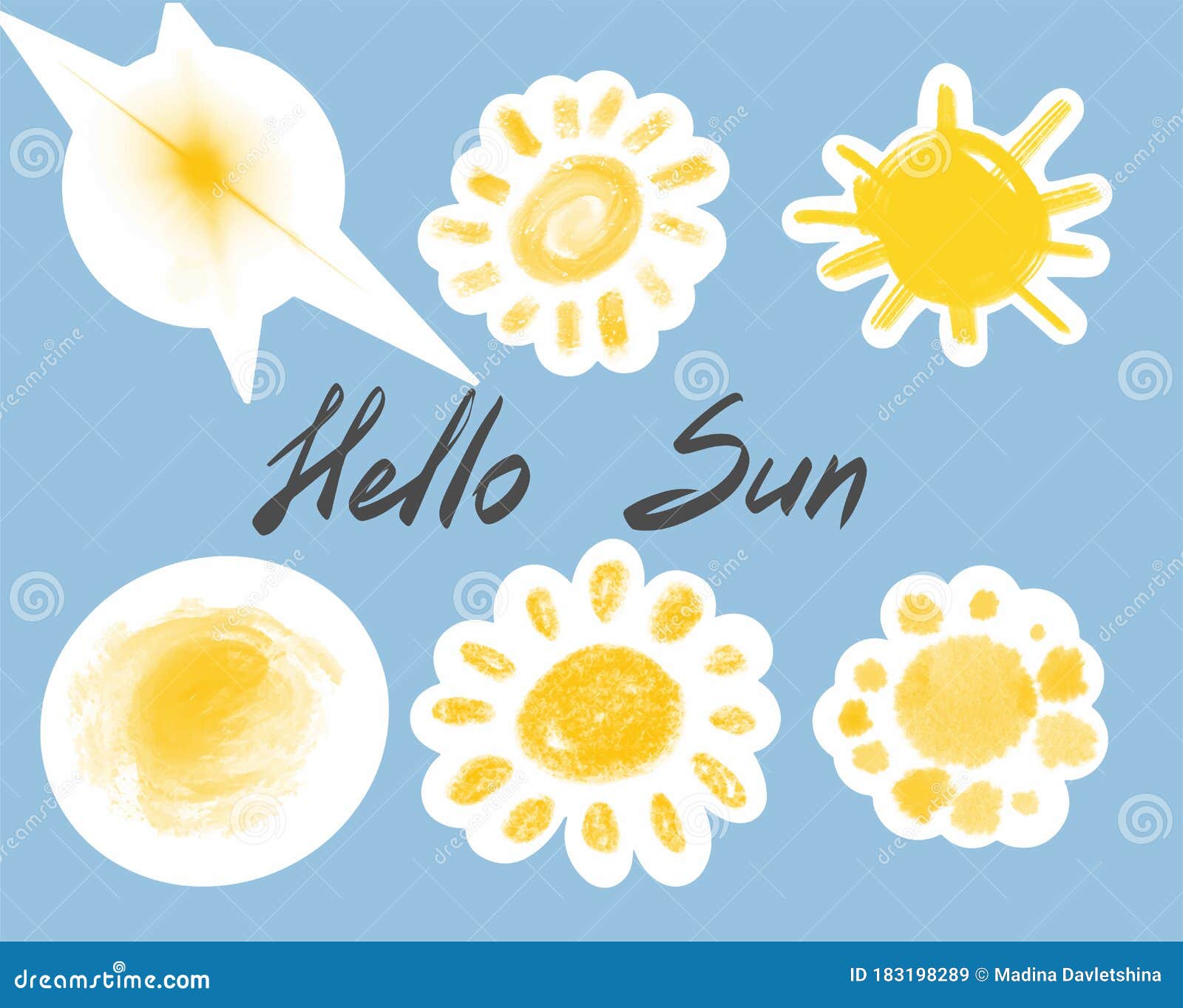 Hello Sun Pack on the Blue Background Stock Vector - Illustration of ...