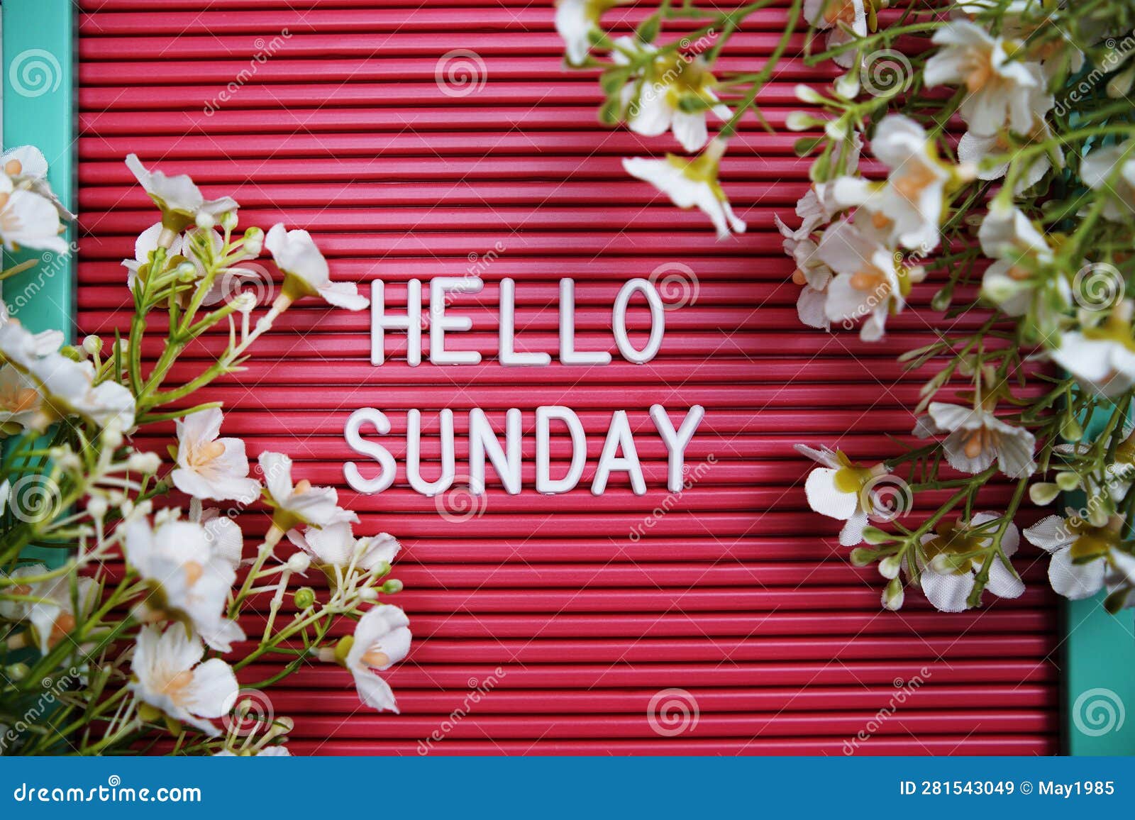Hello Sunday Text on Letter Board with Flower Decoration Stock Image ...