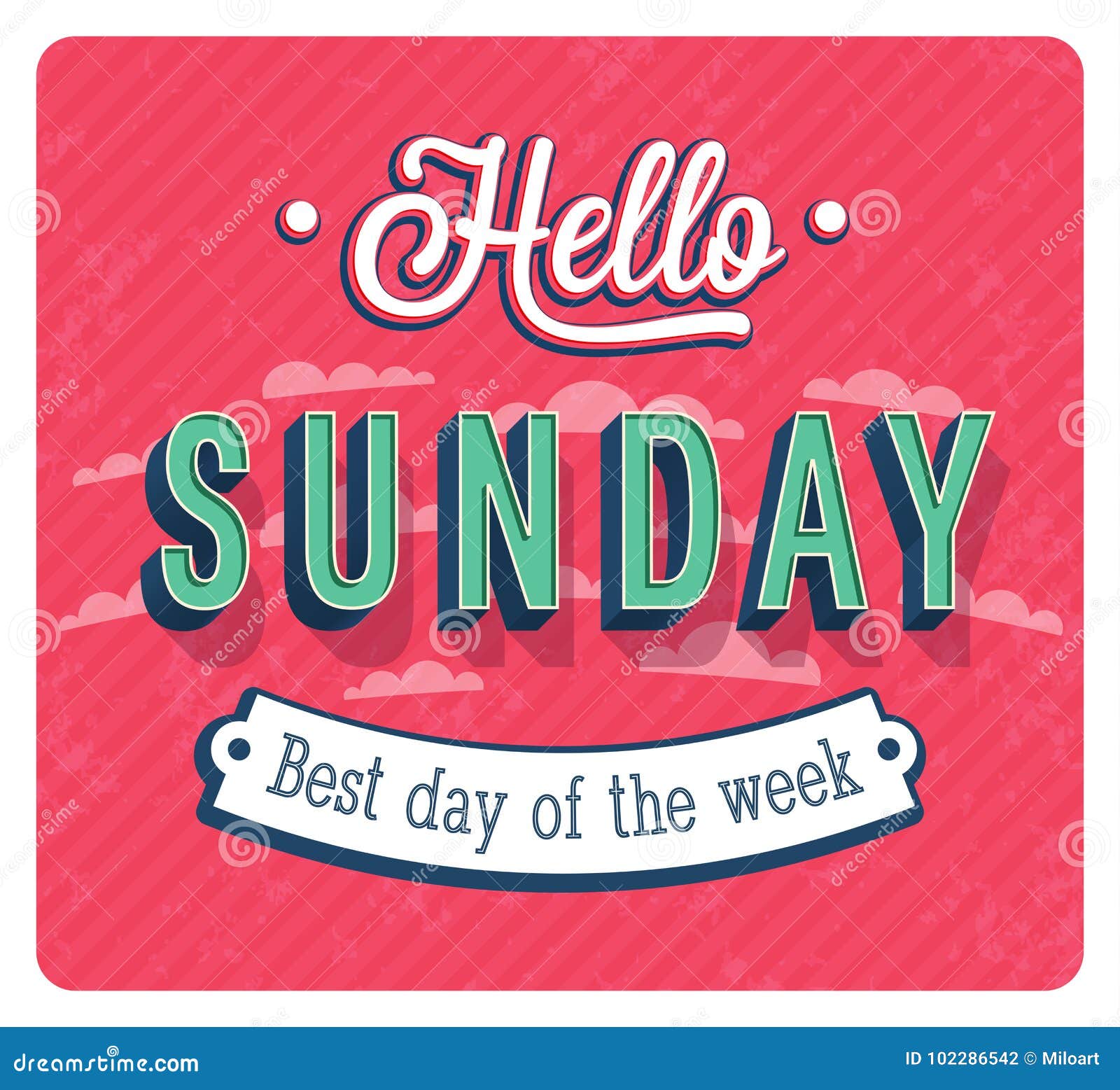 Hello Sunday Typographic Design. Stock Vector - Illustration of sign ...