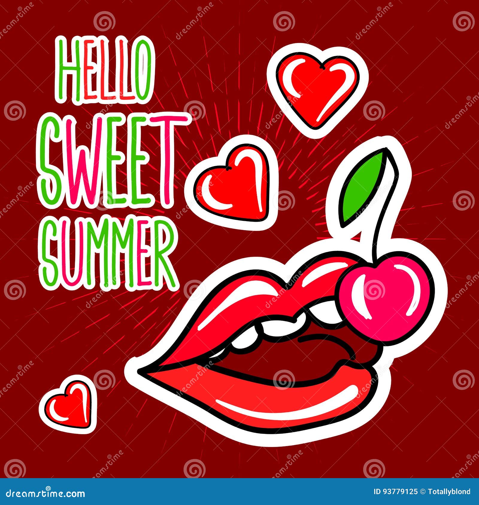 Hello Sweet Summer Poster stock vector. Illustration of drink - 93779125