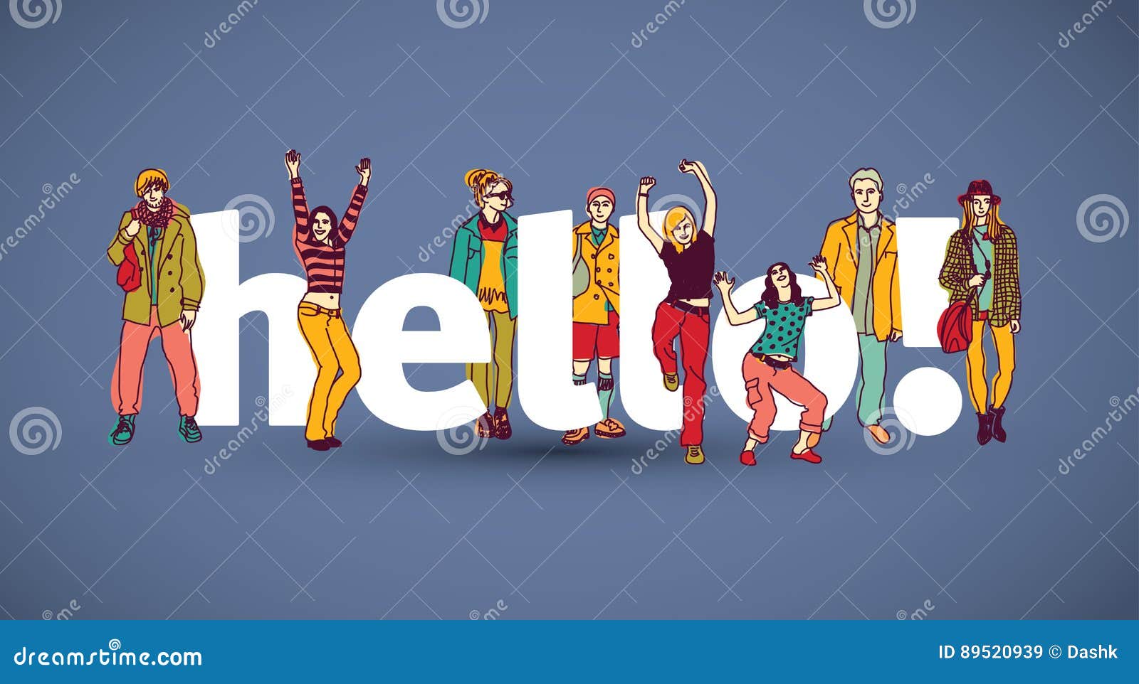 Hello Team Group People Sign. Stock Vector - Illustration of group ...