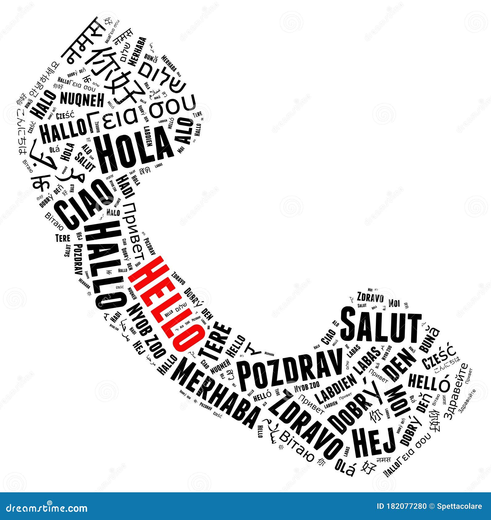 Hello Telephone Shaped in Different Languages Word Cloud Concept Stock ...