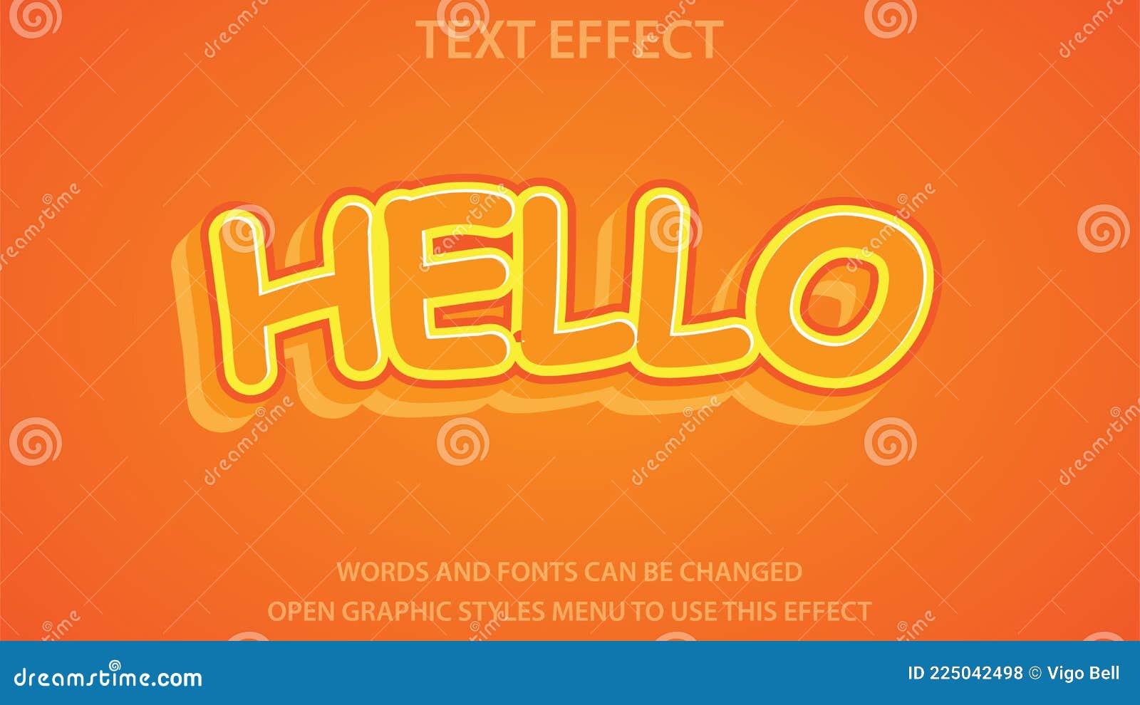 Hello Text Effect Template. Editable Stock Vector - Illustration of ...