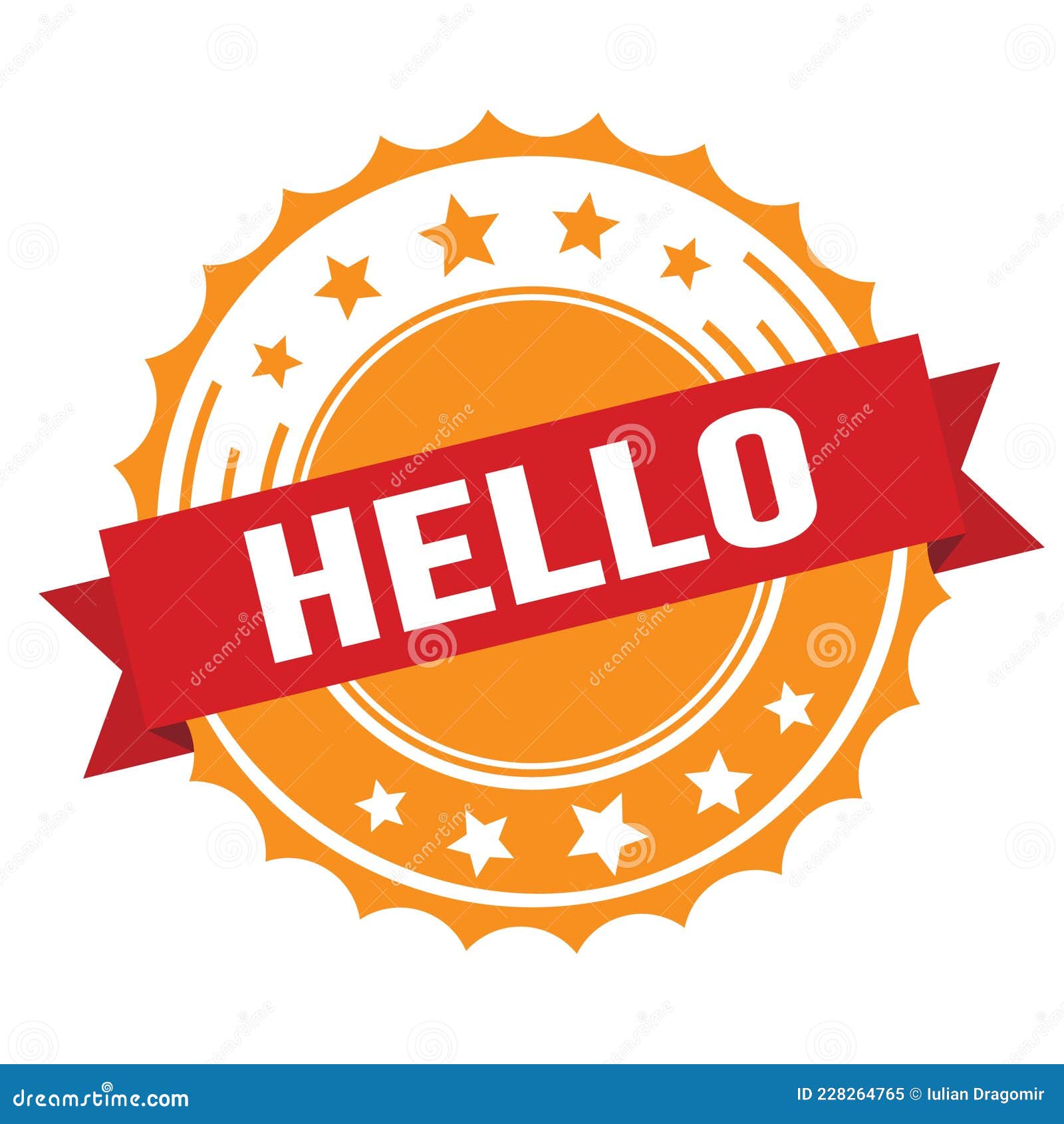 HELLO Text on Red Orange Ribbon Stamp Stock Illustration - Illustration ...