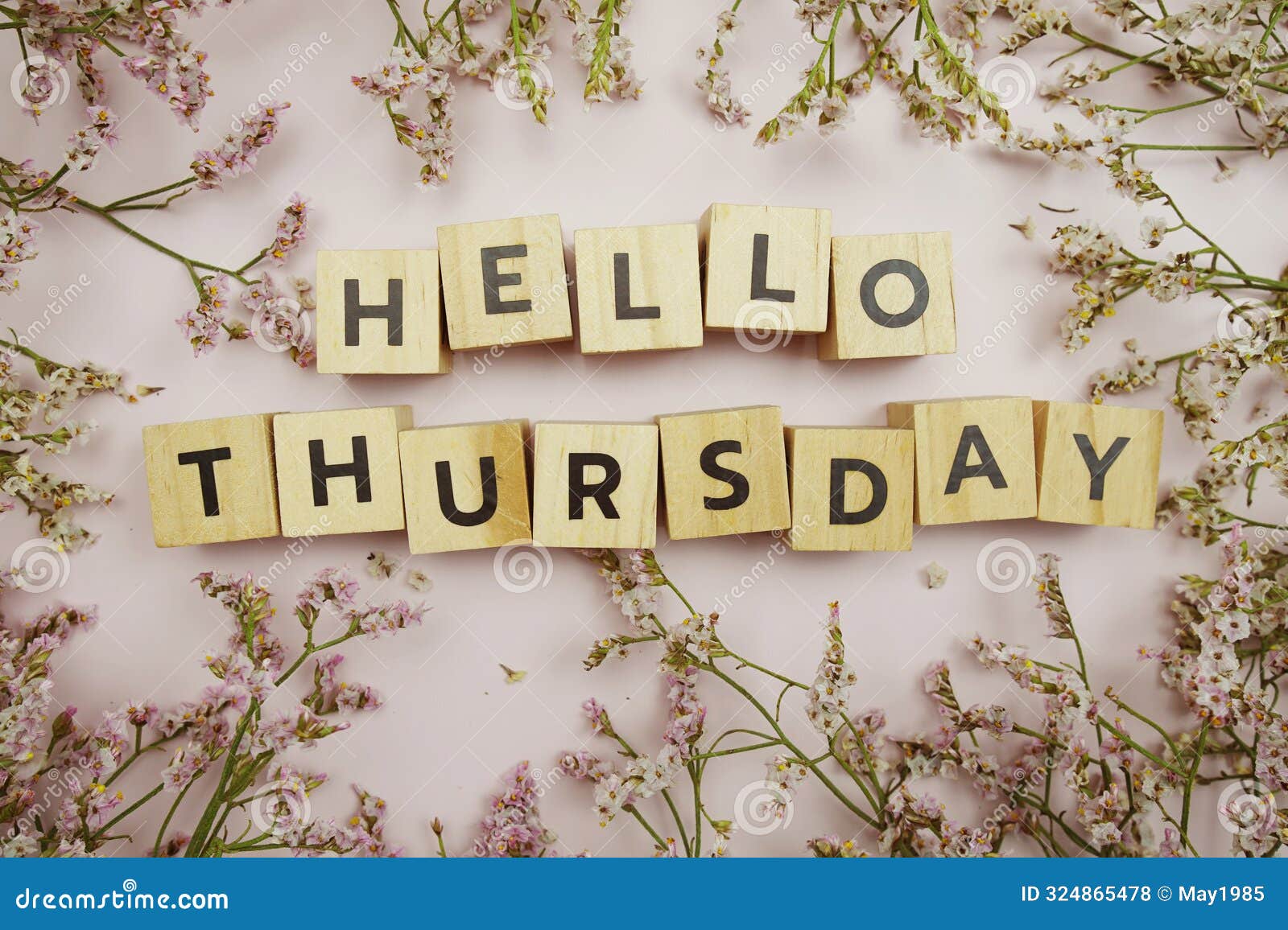 Hello Thursday Card Typography Text With Flower Bouquet On Pink ...