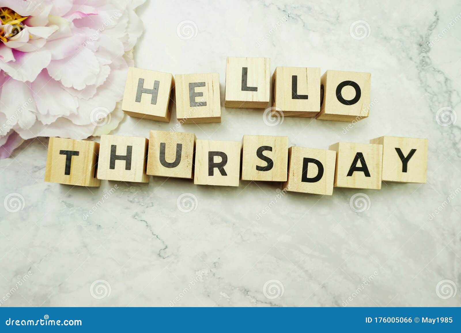 Hello Thursday Card Typography Text With Flower Bouquet On Pink ...