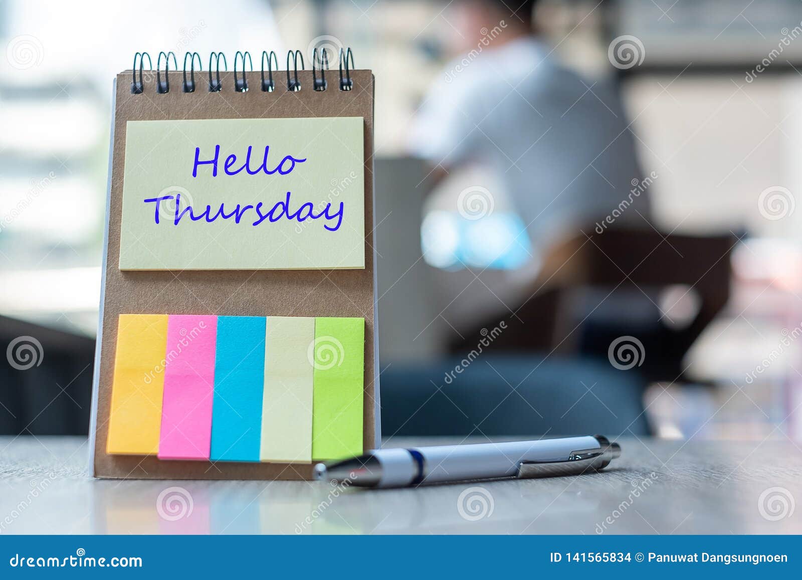 Hello Thursday Text on Note Paper or Empty Reminder Template on Wooden ...
