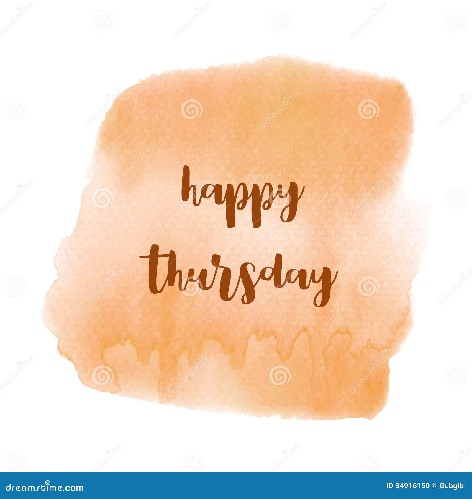 Hello Thursday Text on Orange Watercolor Background Stock Illustration ...