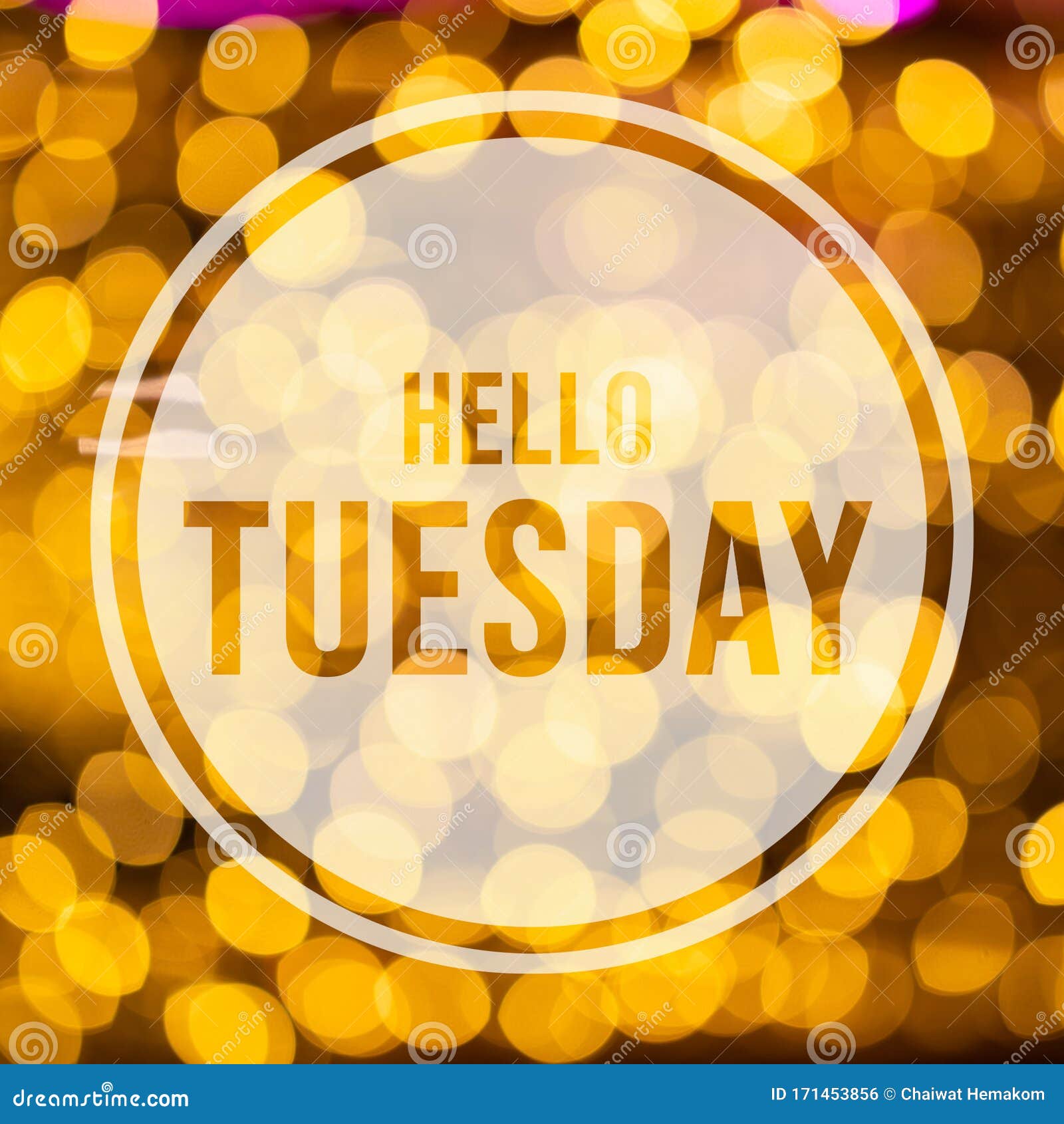 Hello Tuesday Words on Yellow Bokeh Background Stock Illustration ...
