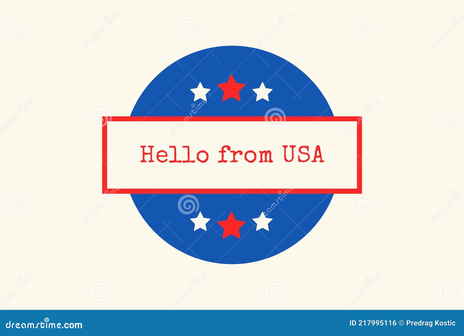 Hello from USA stock illustration. Illustration of icon - 217995116