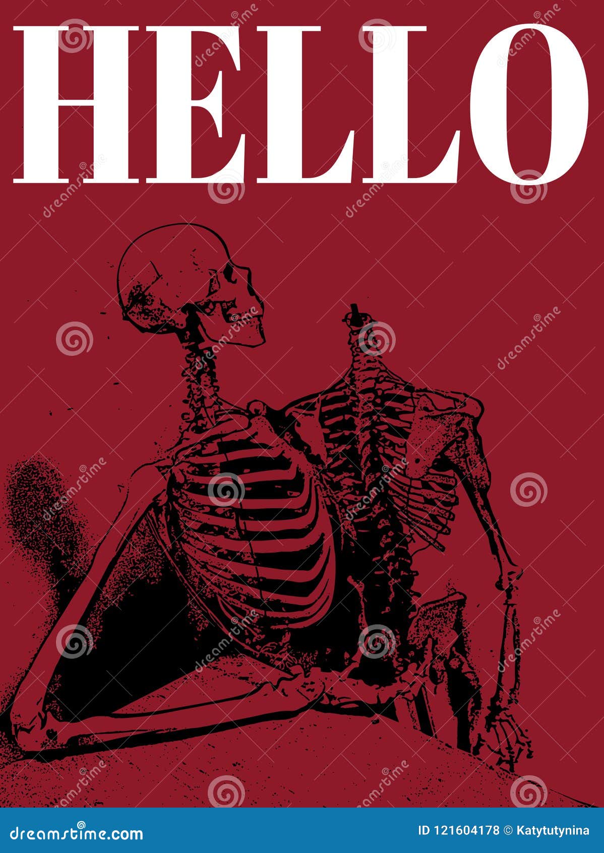 Hello. Vector Hand Drawn Illustration of Two Human Skeletons Stock ...