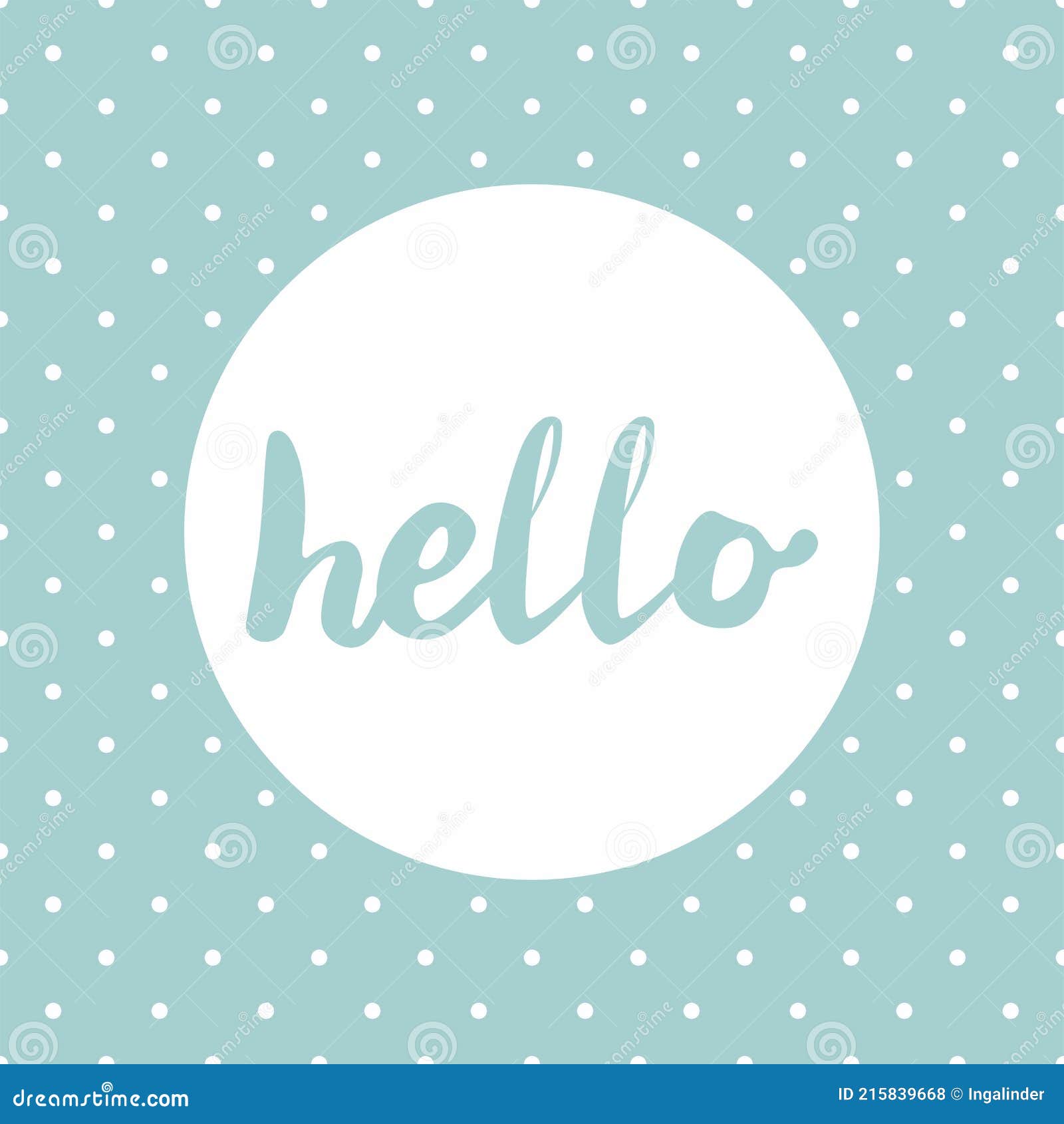 Hello Vector Sign in Frame on Green Background with White Polka Dots ...