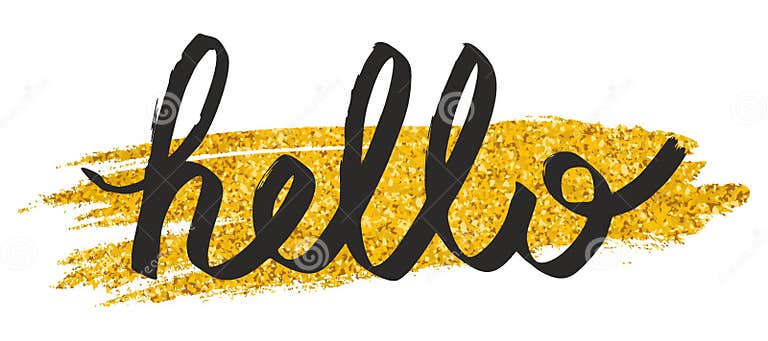 Hello Vector Sign on Gold Glitter Background Stock Vector ...