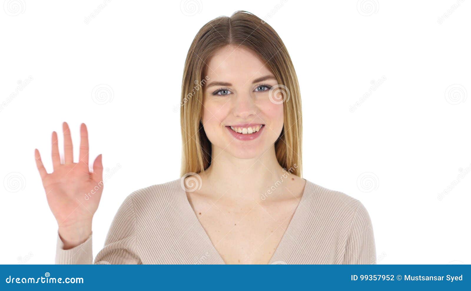 Hello, Waving Hand, White Background Stock Photo - Image of ...