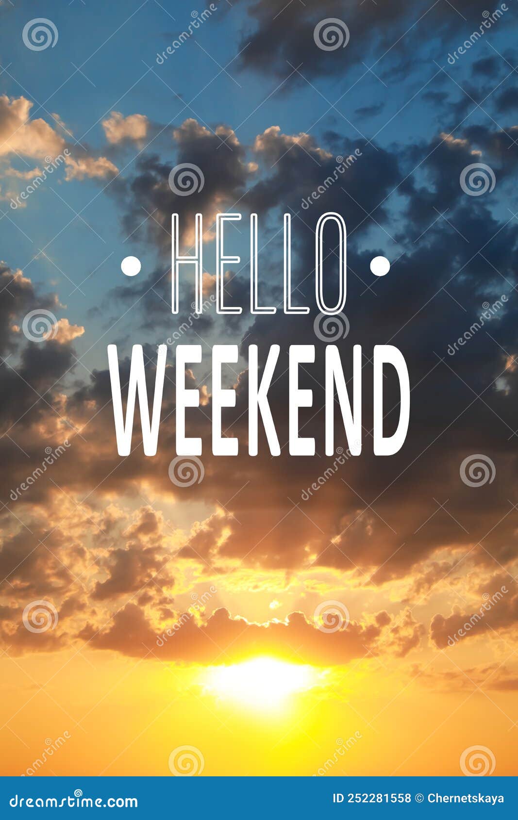 Hello Weekend. Beautiful View of Cloudy Sky at Sunset Stock Photo ...